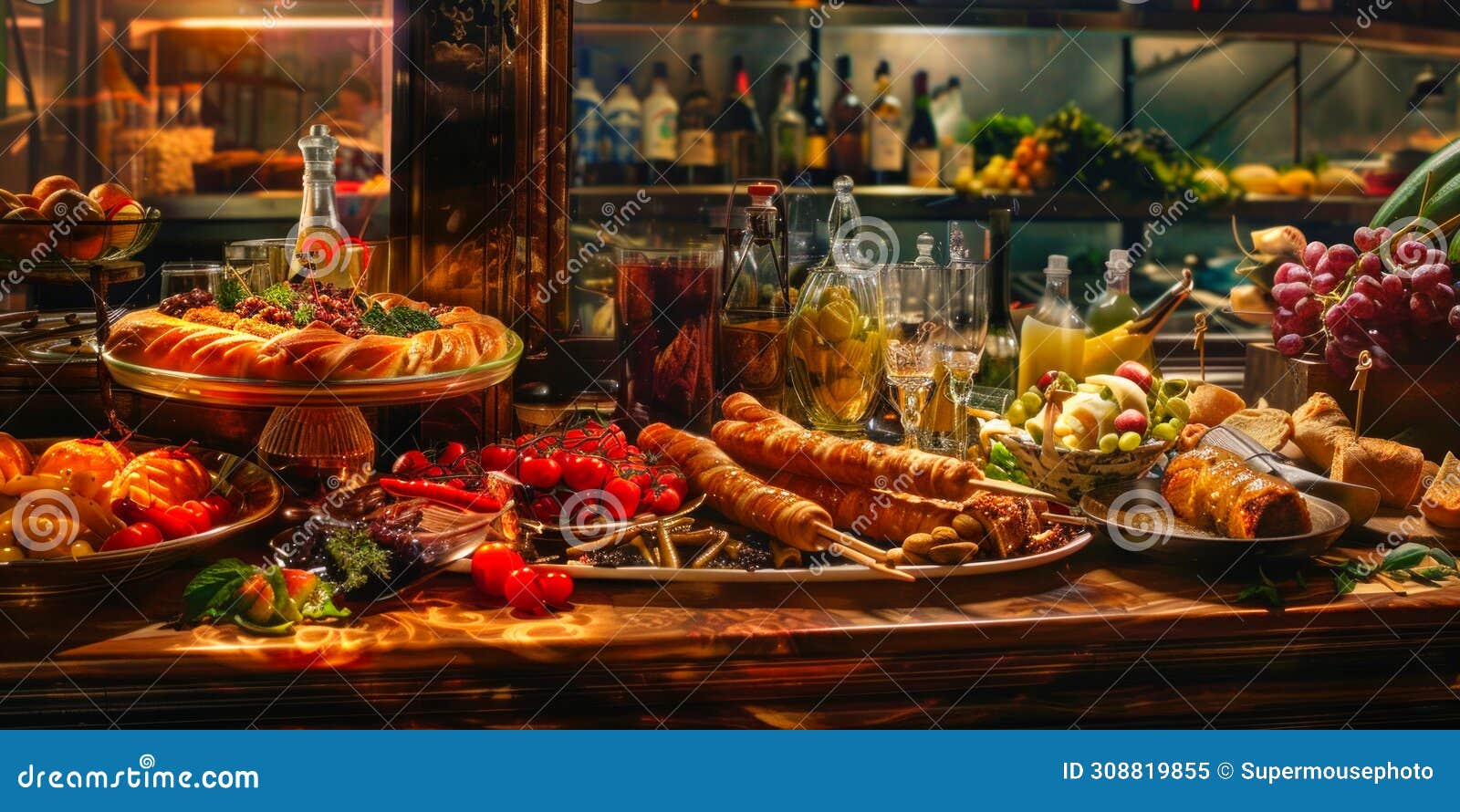 Culinary Extravaganza: a Lavish Buffet Spread Stock Illustration ...