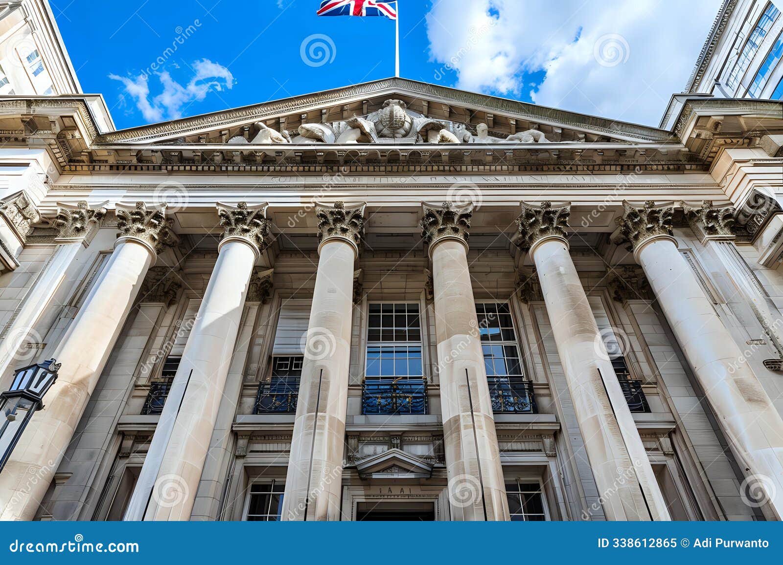 A Grand Building with Classical Architecture, Featuring Tall Columns ...