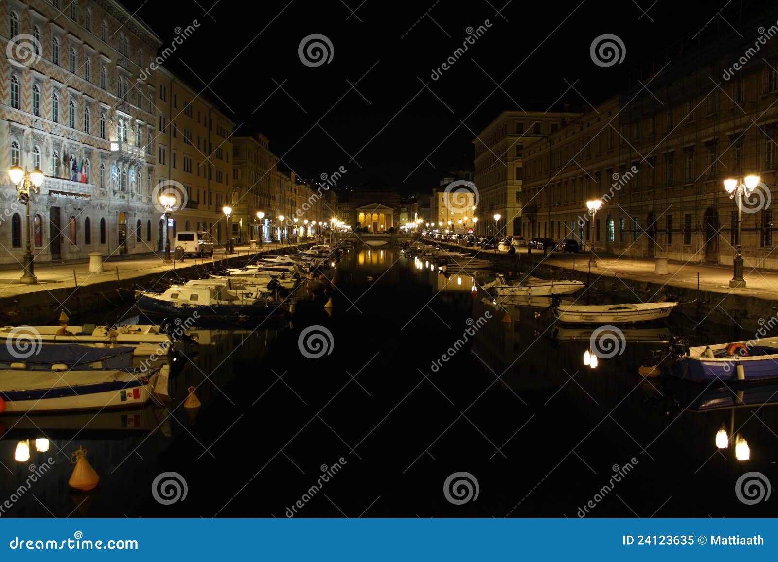 Grand Canal by Night, Trieste it Stock Image - Image of architecture ...
