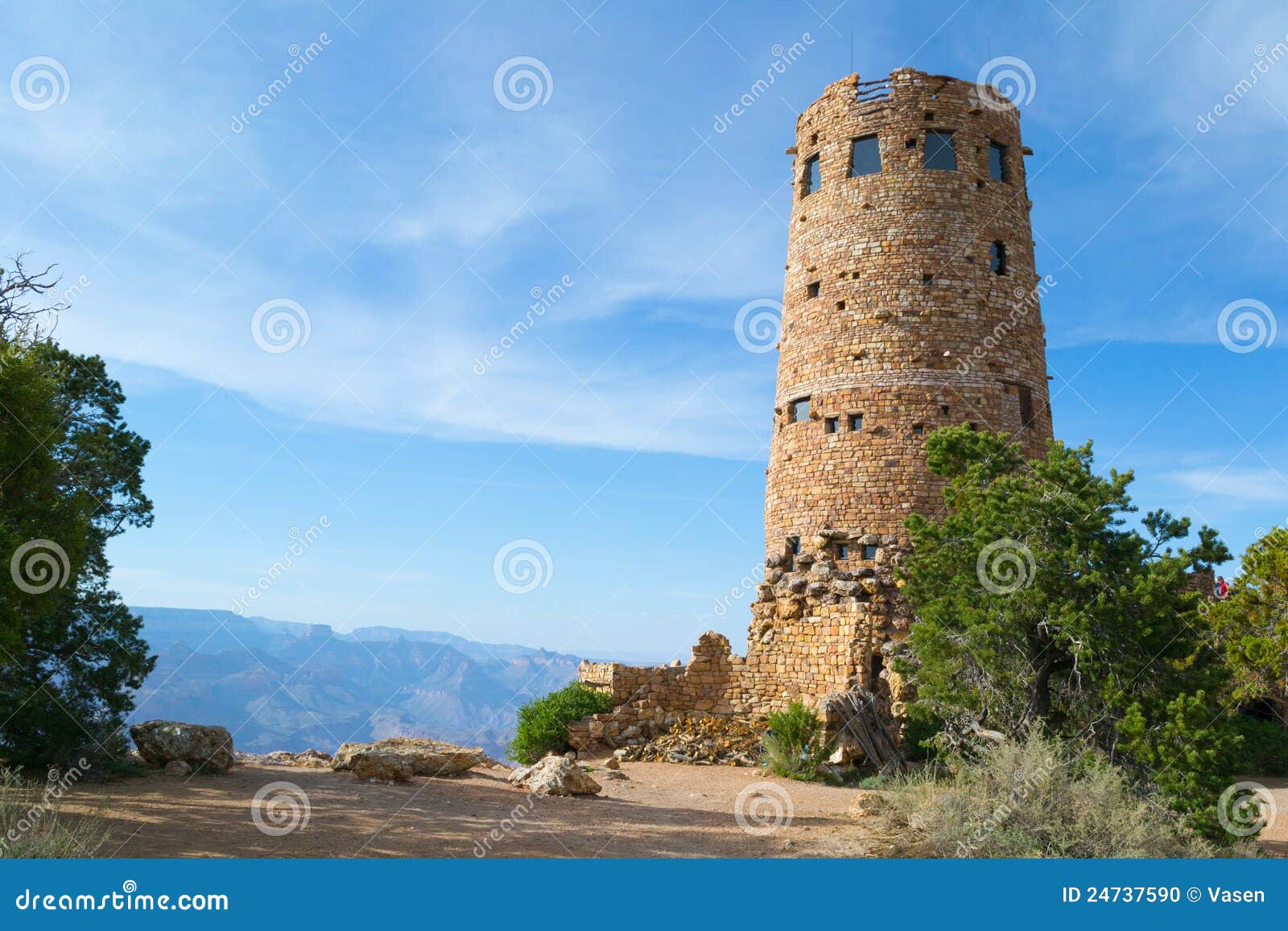 Grand Canyon Desert View Watchtower Stock Photo - Image of enormous ...