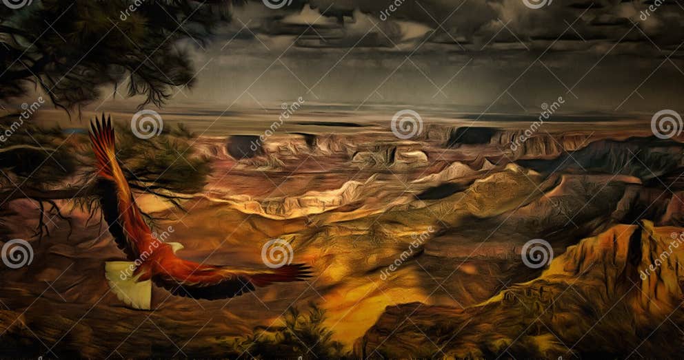Grand Canyon Eagle stock illustration. Illustration of dark - 67077968