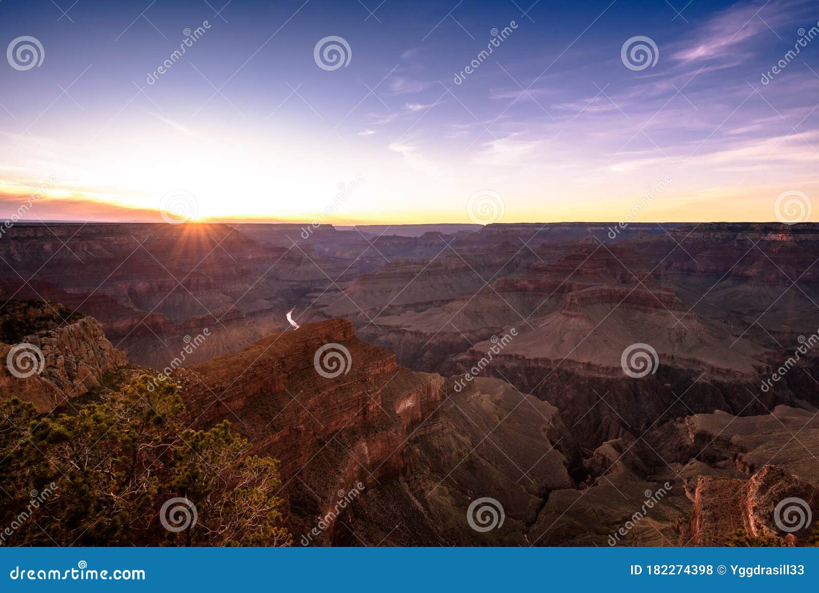 Grand Canyon Sunset from Hopi Point Stock Photo - Image of panorama ...