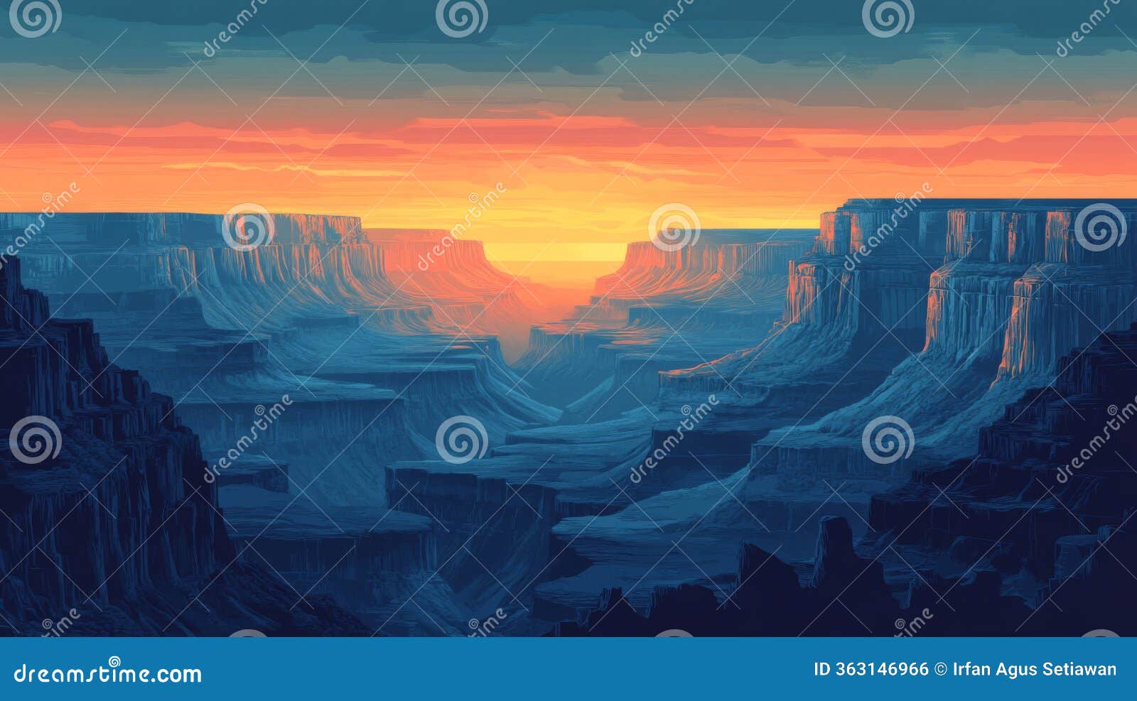 Grand Canyon Sunset Pixel Art Landscape Stock Illustration ...