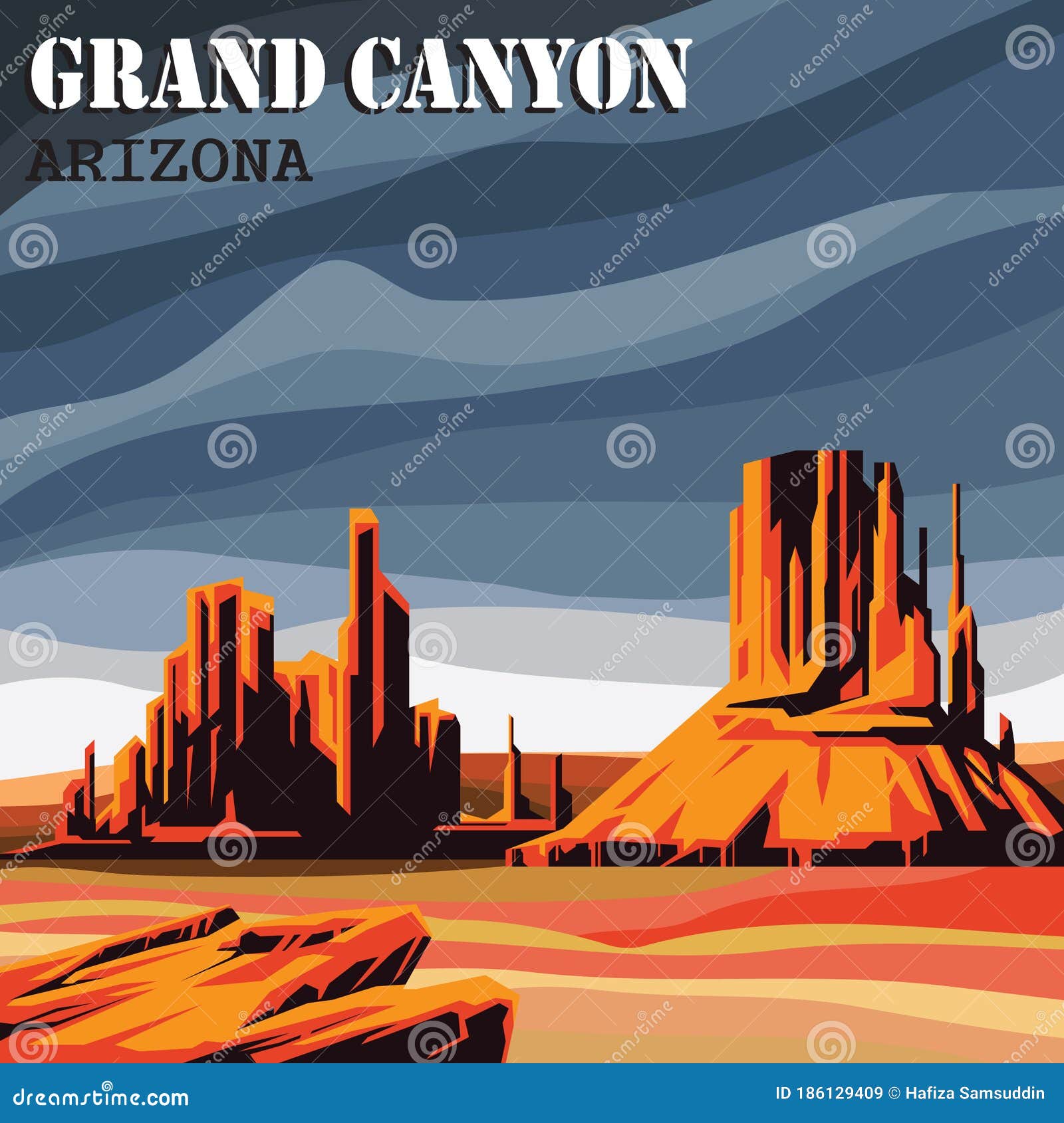 Grand Canyon. Vector Illustration Decorative Design Stock Illustration ...