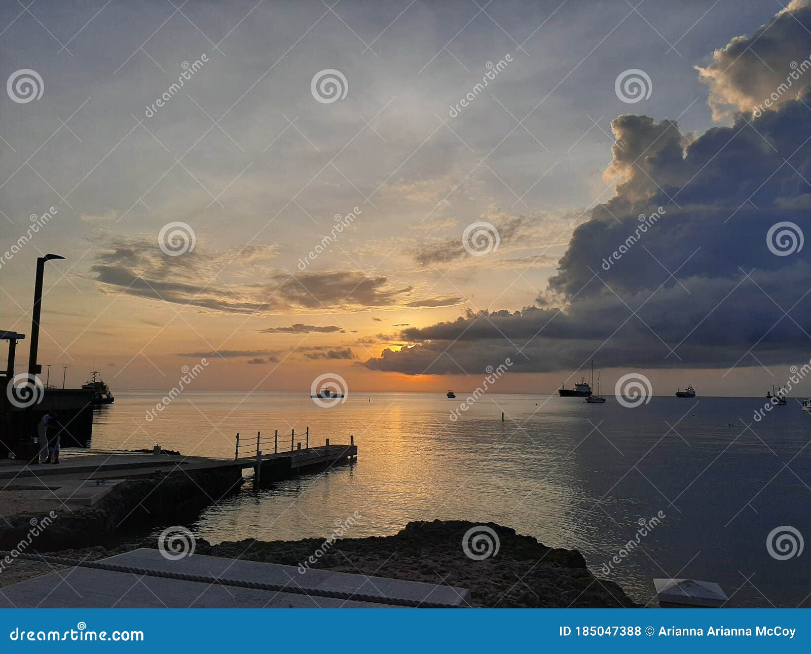 Grand Cayman George Town Ocean Sunset Stock Photo - Image of cayman ...