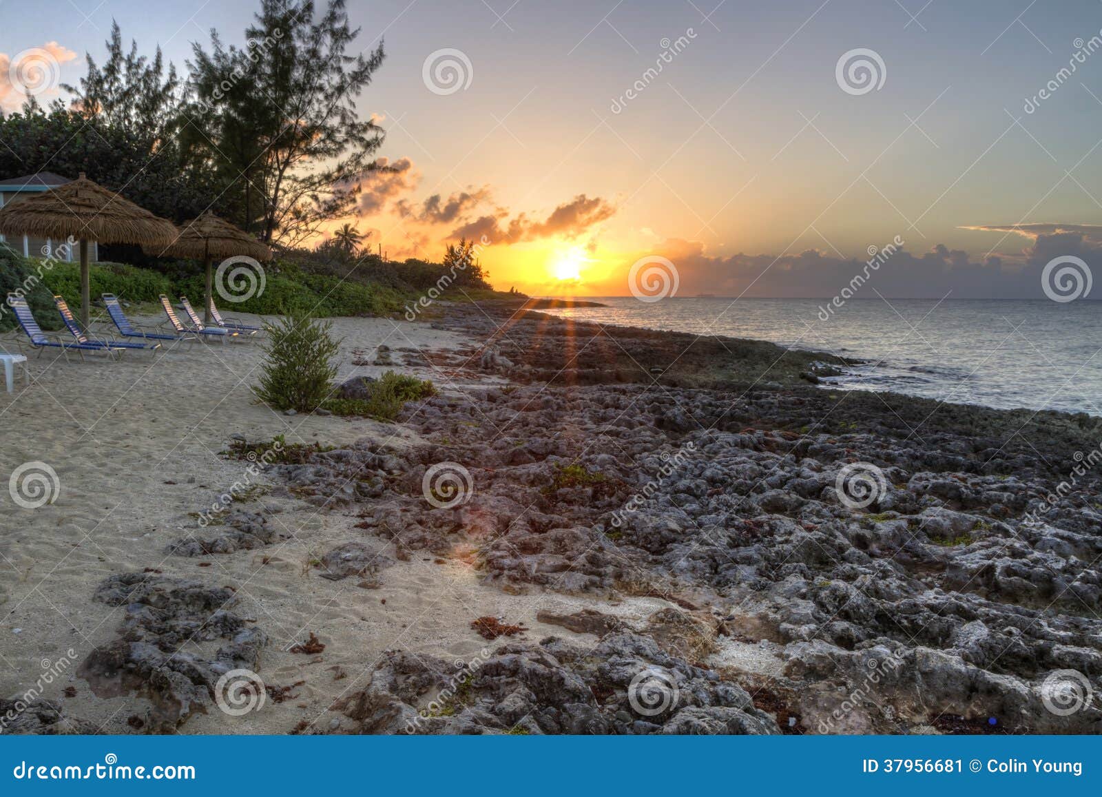 Grand Cayman Sunset stock image. Image of sand, paradise - 37956681