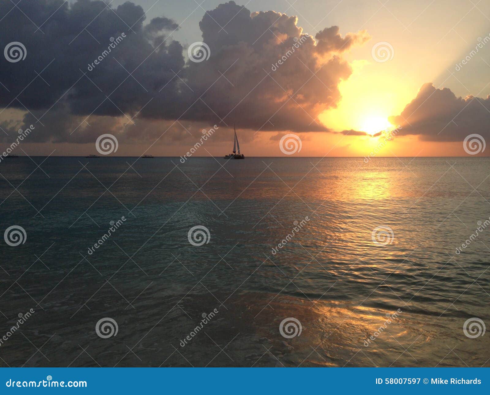Grand Cayman Sunset stock image. Image of mile, seven - 58007597