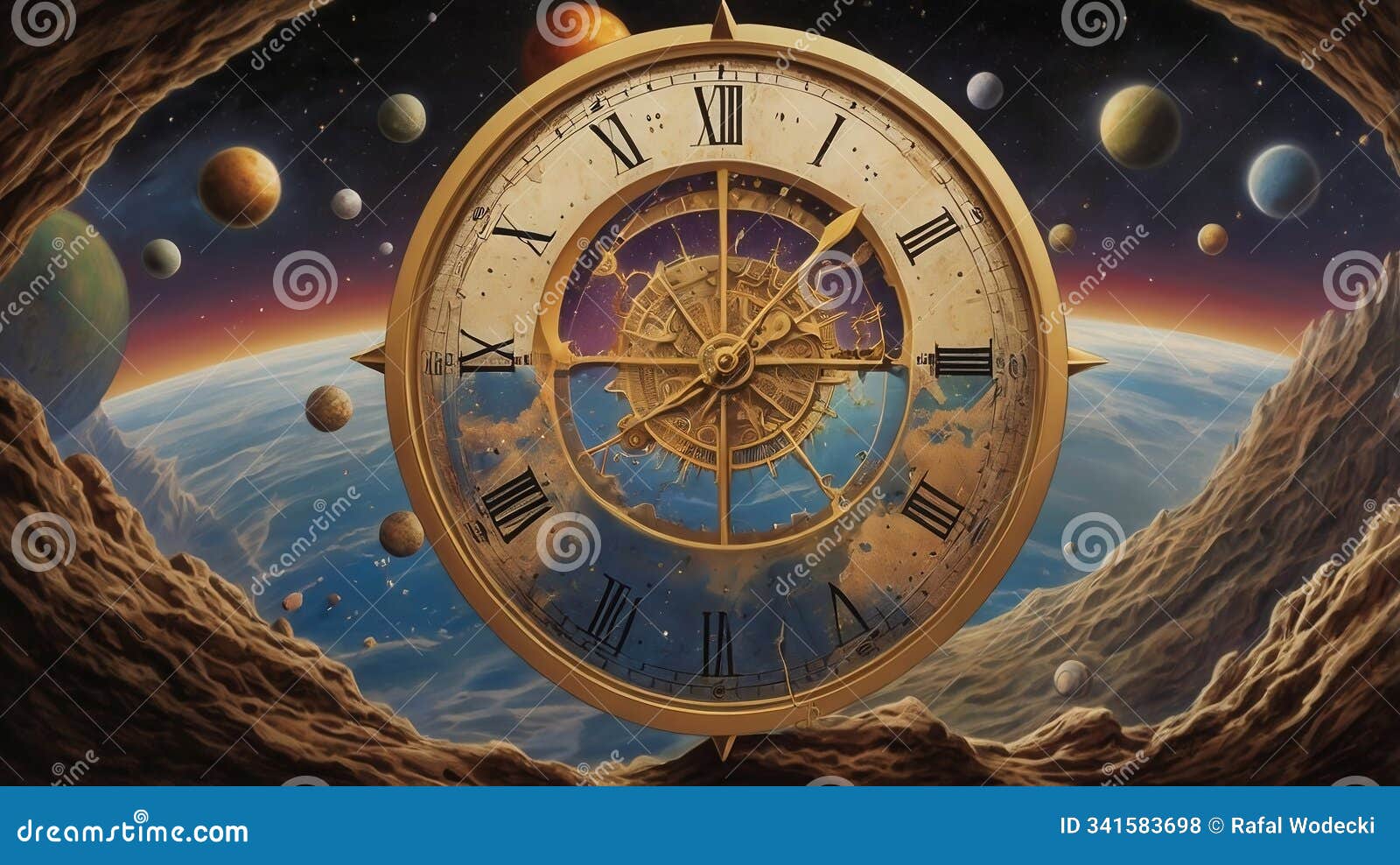 A Grand Celestial Clockwork of Orbiting Planets and Time Stock ...