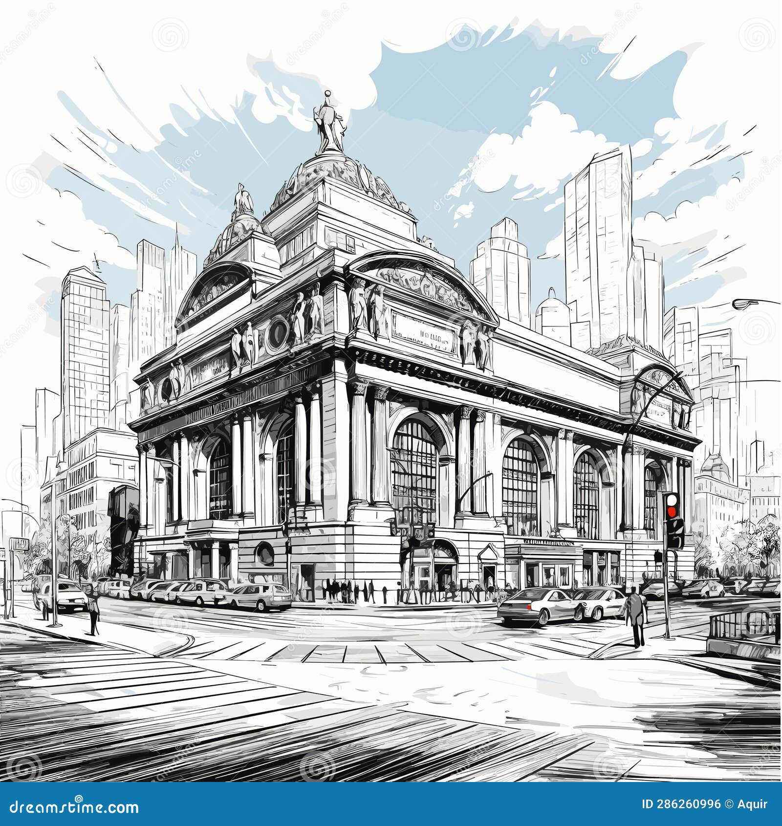 Grand Central Terminal. Grand Central Terminal Hand-drawn Comic ...