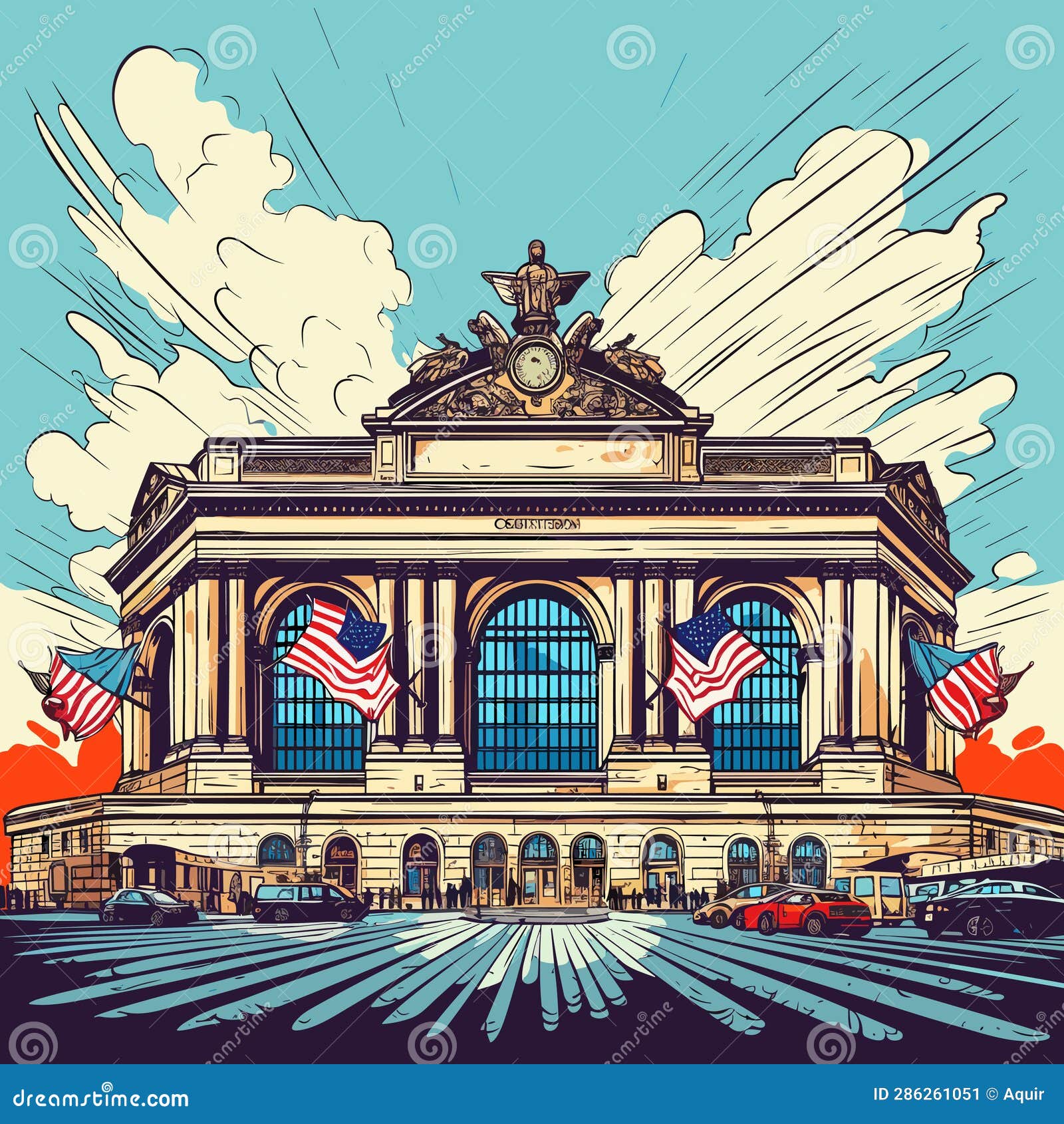 Grand Central Terminal. Grand Central Terminal Hand-drawn Comic ...