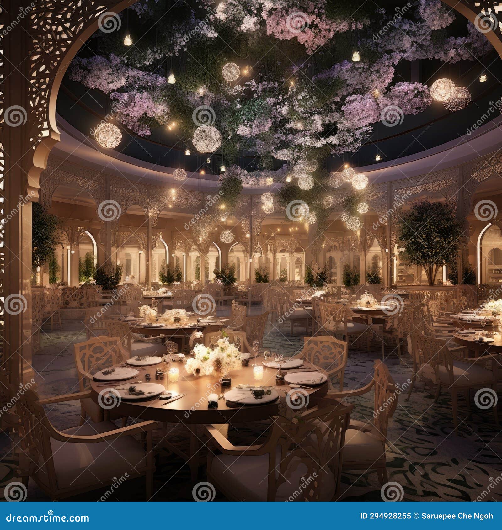 The Grand Dining Hall. Wedding Reception. Dinning Hall with Tables ...