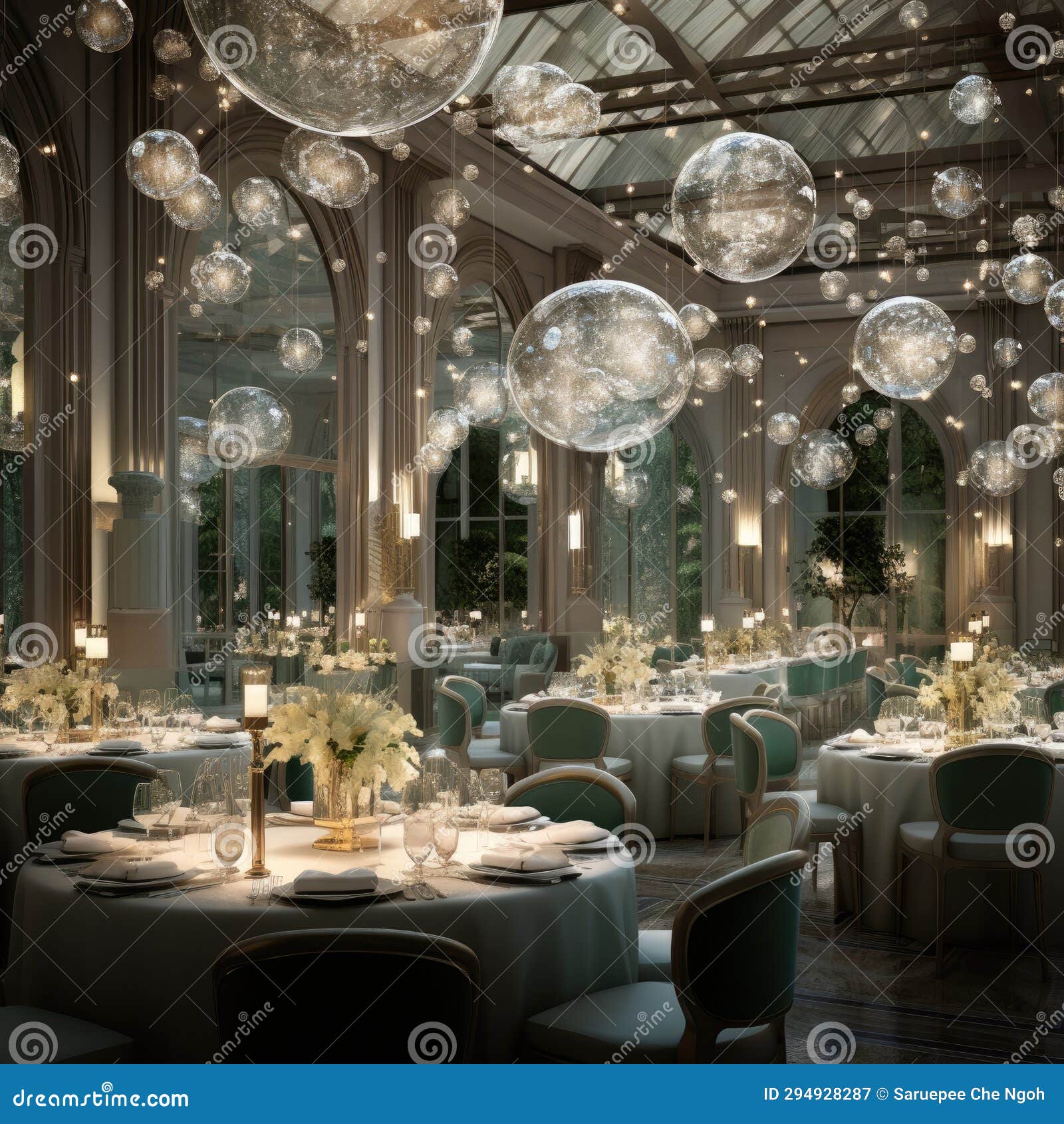 The Grand Dining Hall. Wedding Reception. Dinning Hall with Tables ...