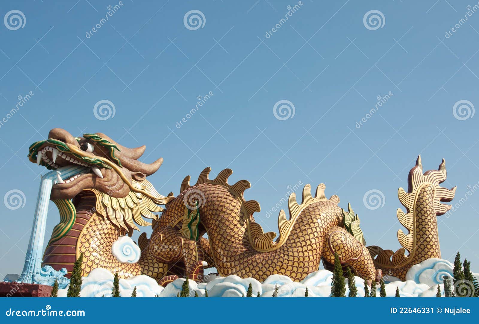 Grand dragon d'or chinois image stock. Image du vieux - 22646331
