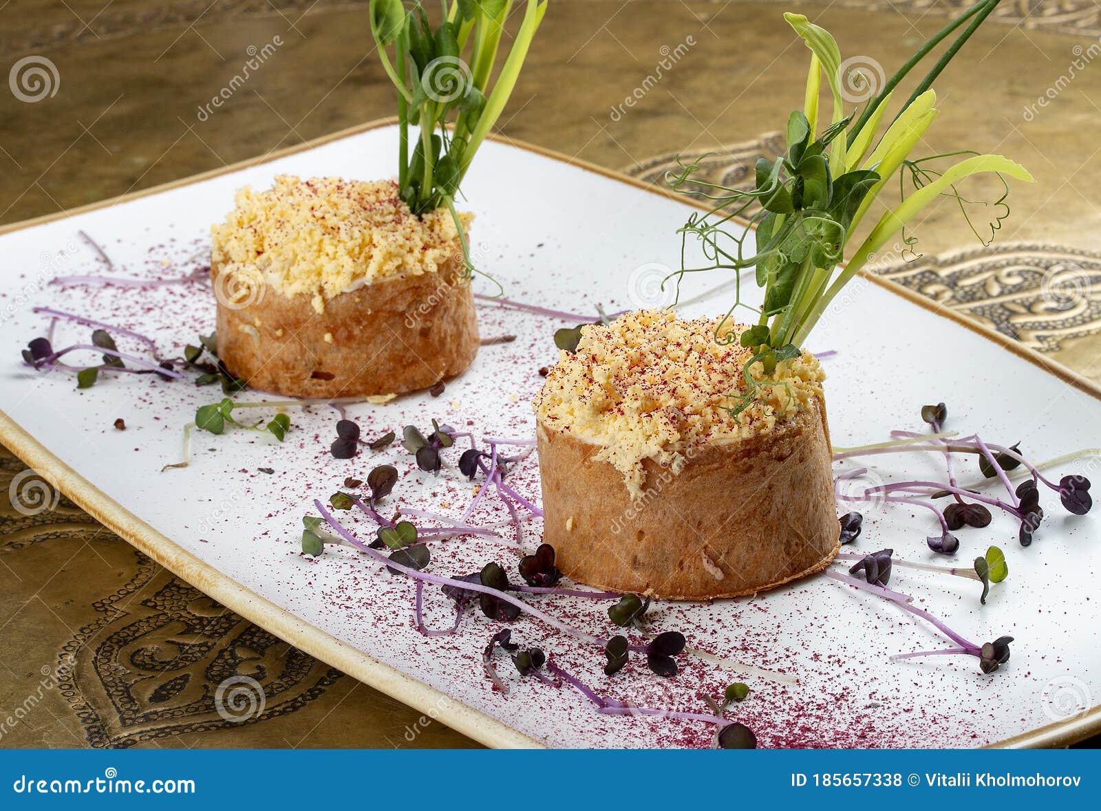 Grand Eclairs with Cod Liver. Classic Retro Russian Dish Stock Photo ...