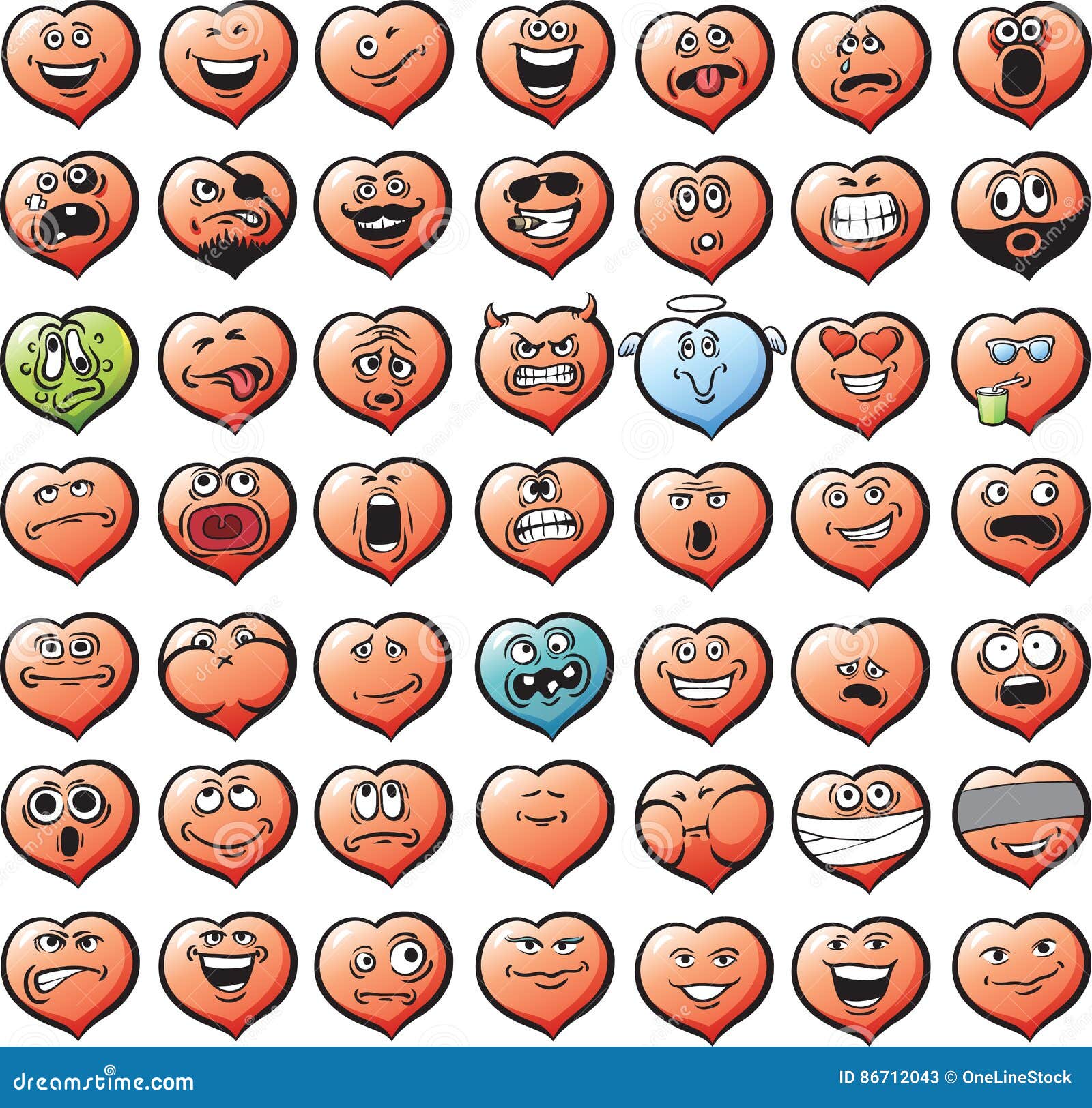 Grand Ensemble De Coeurs De Sourire Illustration de Vecteur ...