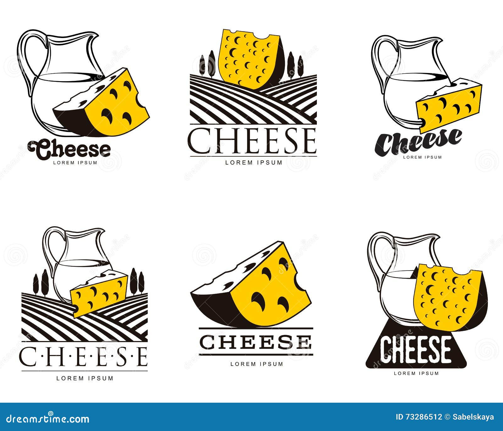 Grand Ensemble De Divers Logo Avec Du Fromage Illustration de Vecteur ...