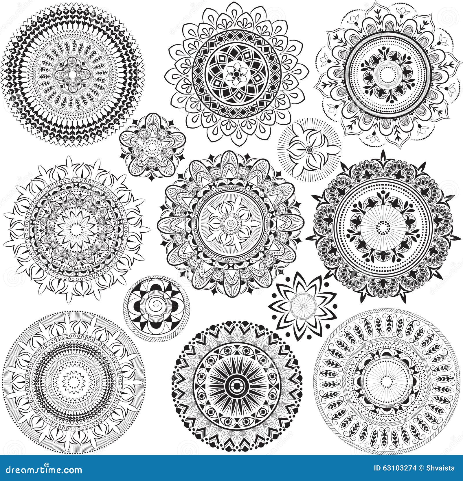 Grand ensemble de mandalas illustration de vecteur. Illustration du ...