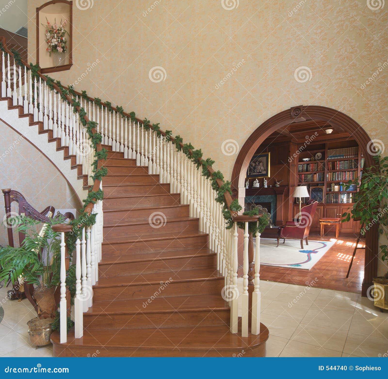 Grand Entry and Library stock photo. Image of elegant, stairs - 544740