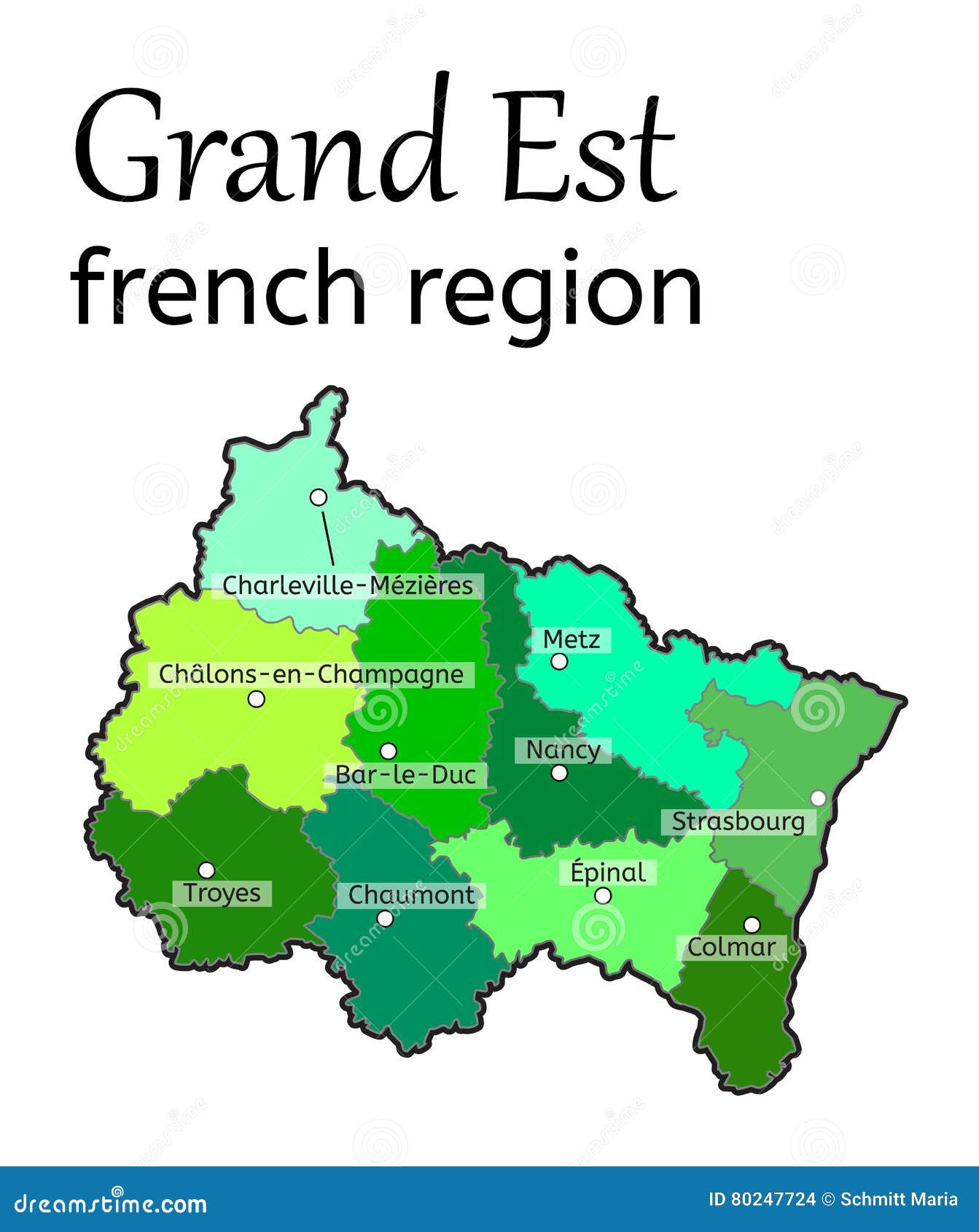 Grand Est French Region Map Stock Vector - Illustration of physical ...