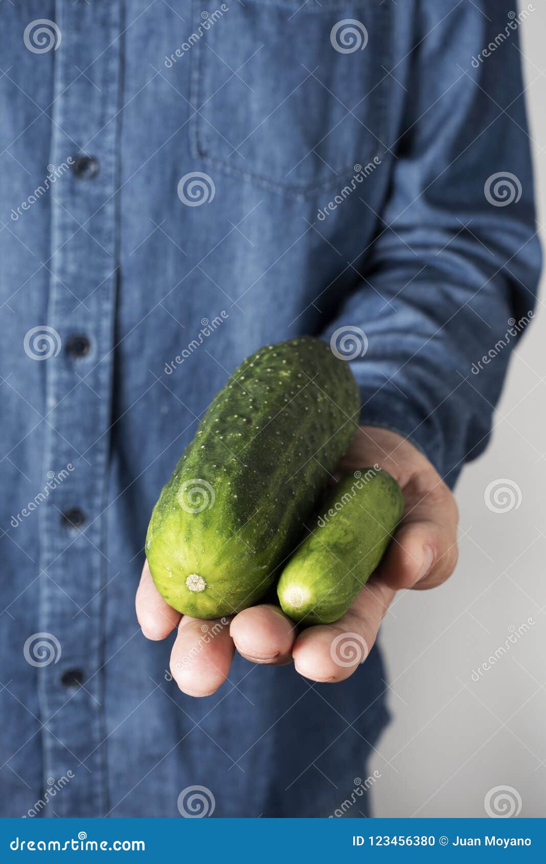 Grand Et Petit Concombre Dans La Main D'un Homme Photo stock - Image du ...