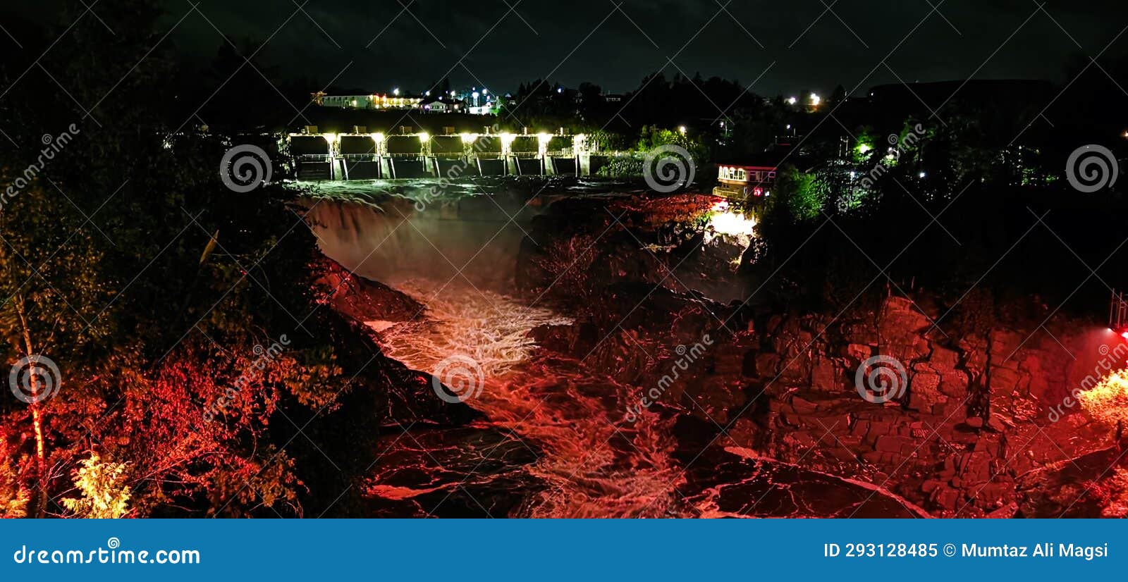 Grand Falls it the Night View Stock Image - Image of dusk, fire: 293128485