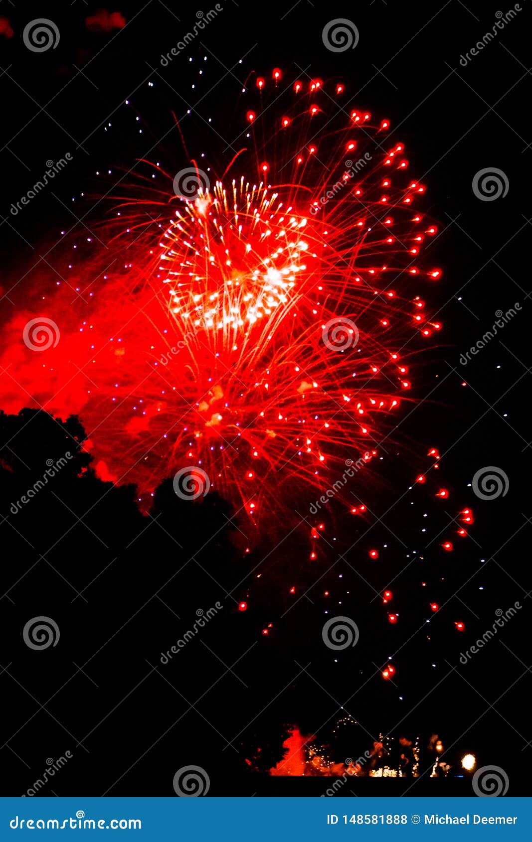Grand Finale of the Firework Display Over the River Stock Photo - Image ...