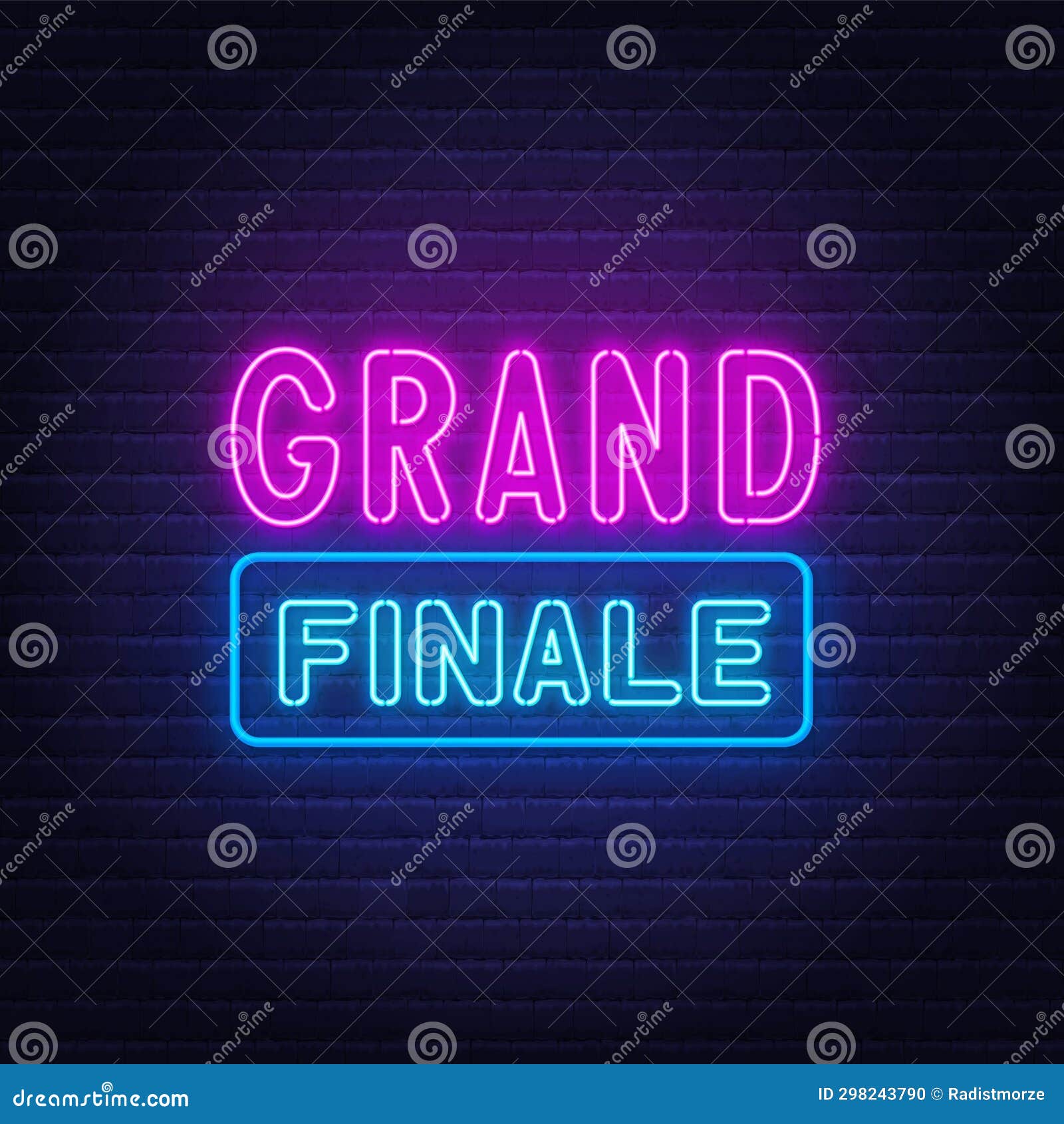 Grand Finale Neon Sign on Brick Wall Background. Stock Illustration ...