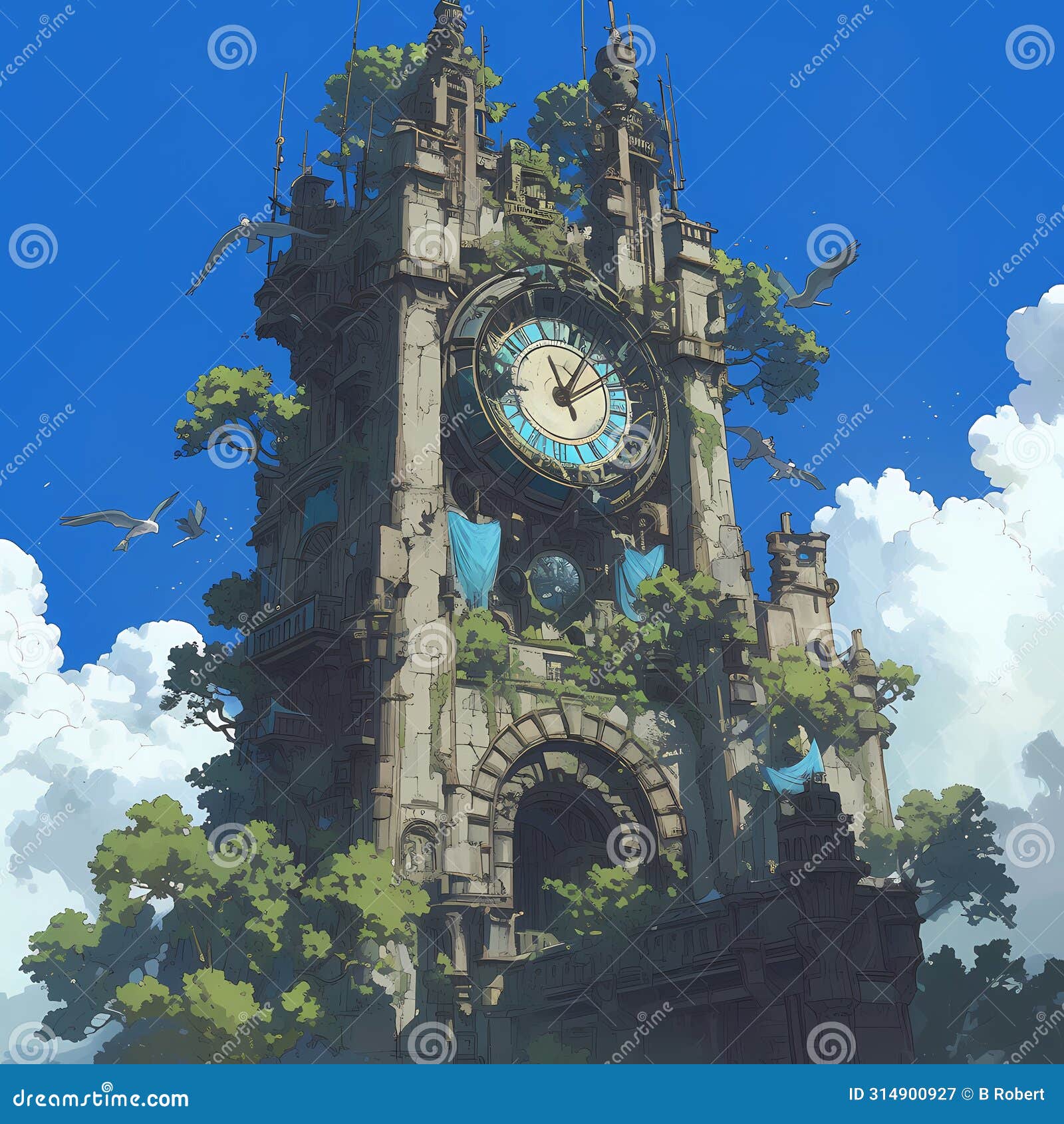 Grand Gothic Clock Tower: Timeless Architectural Marvel Royalty-Free ...