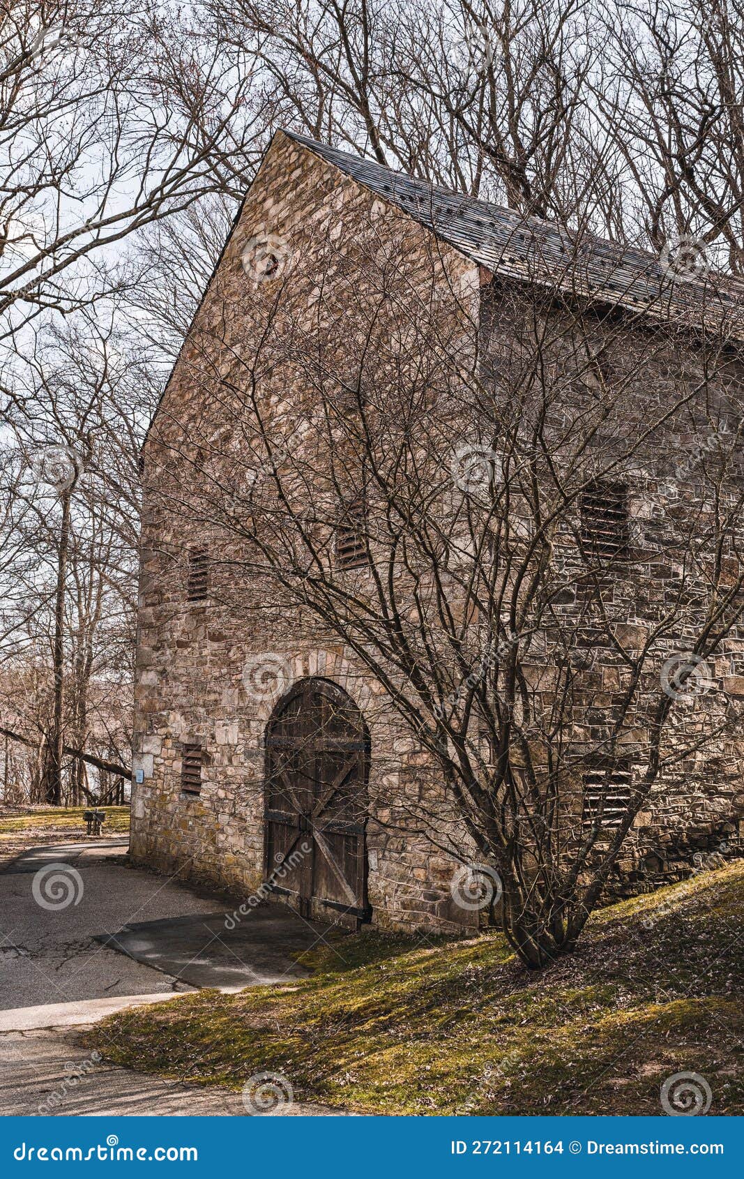 Grand, Imposing Brick Building Constructed into the Side of a Hill ...