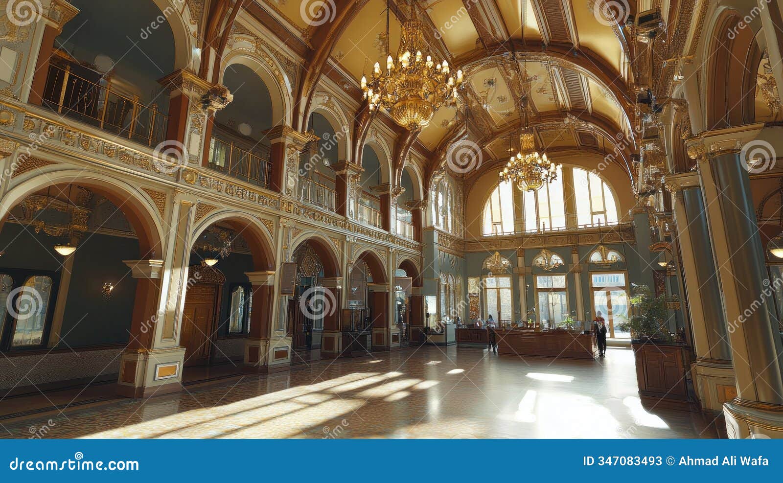A Grand Interior Space with Ornate Architecture and Large Windows ...
