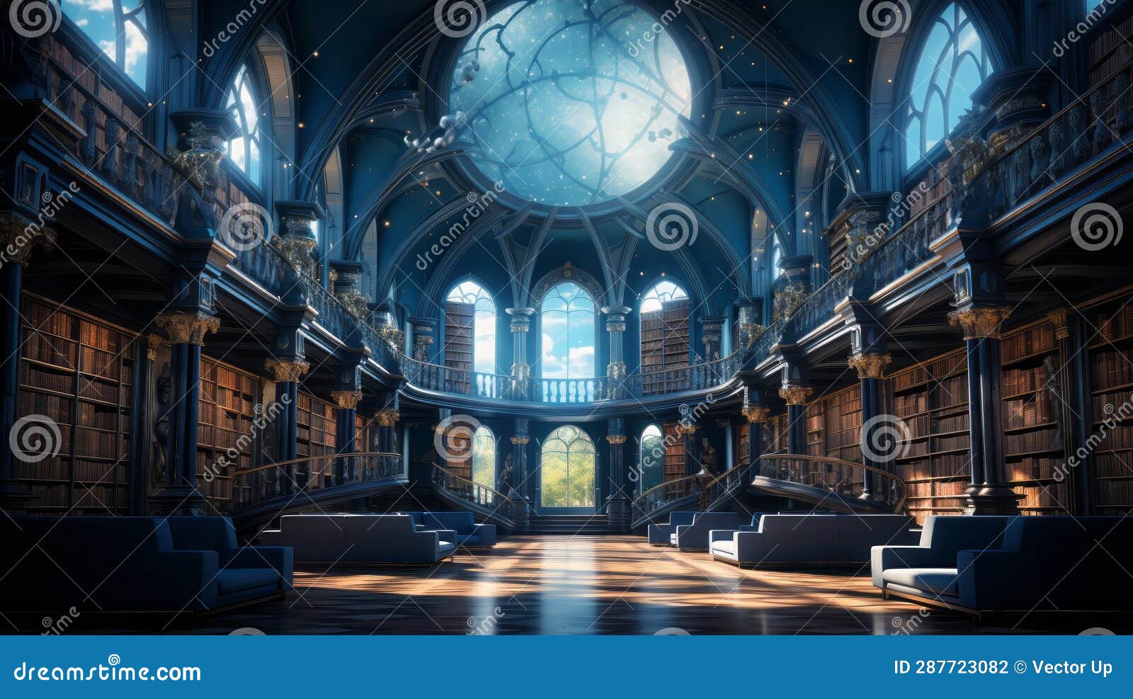 Grand Library Filled with Tomes of Arcane Knowledge. Generative AI ...