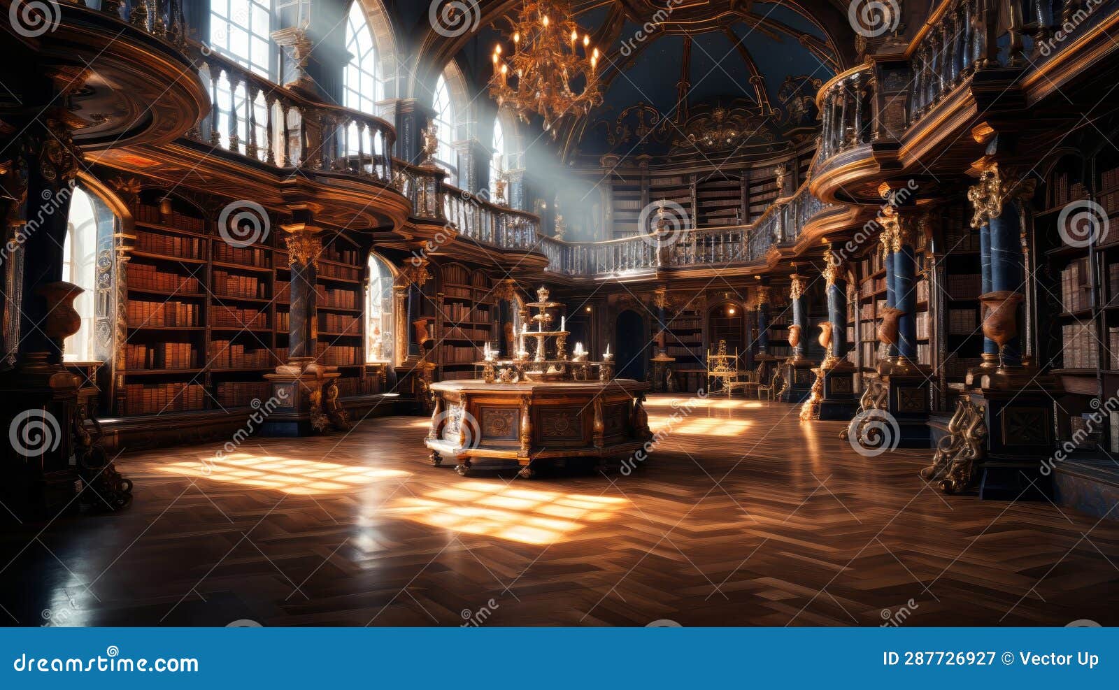 Grand Library Filled with Tomes of Arcane Knowledge. Generative AI ...