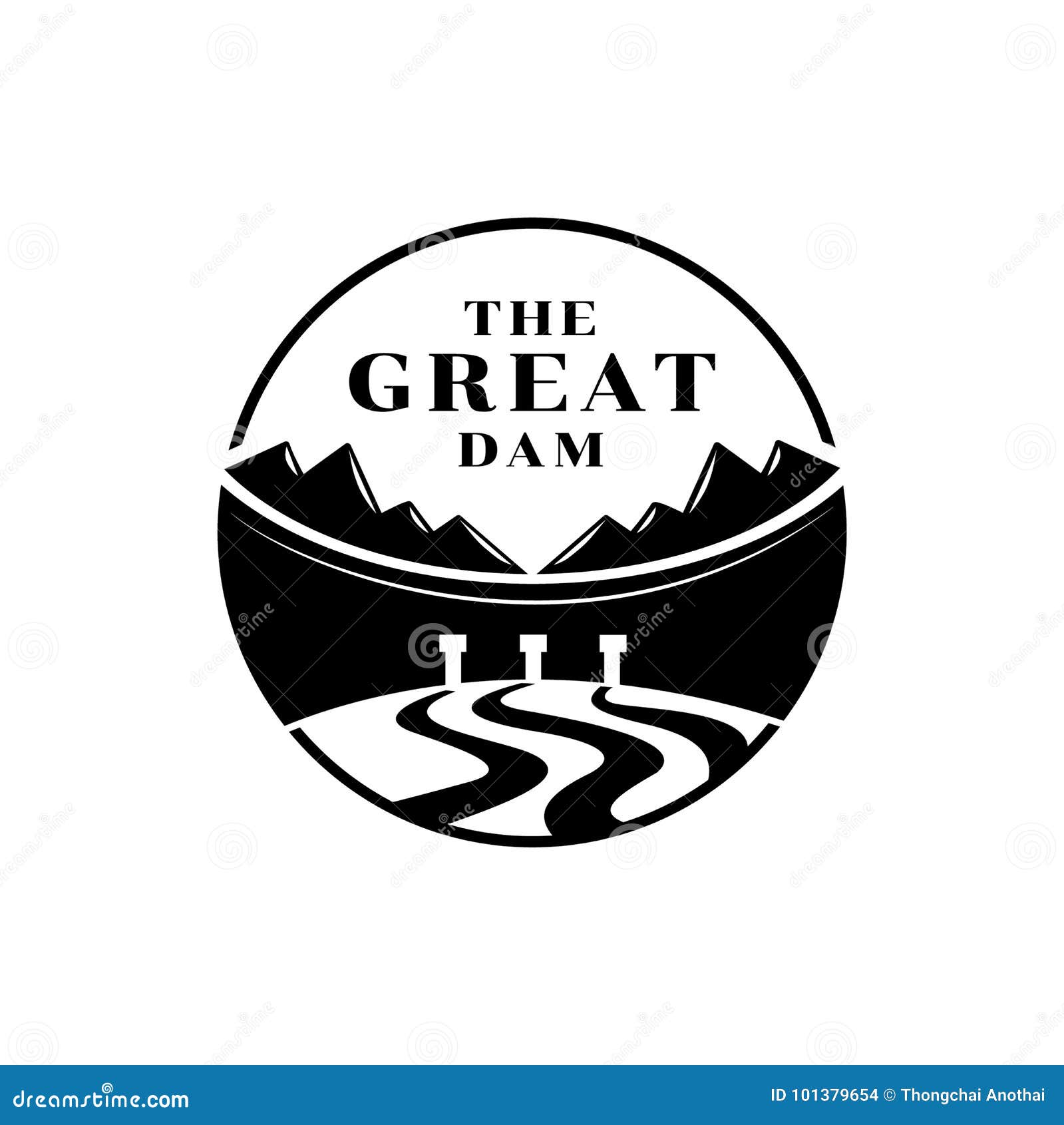 Grand Logo De Barrage Avec La Montagne Illustration de Vecteur ...