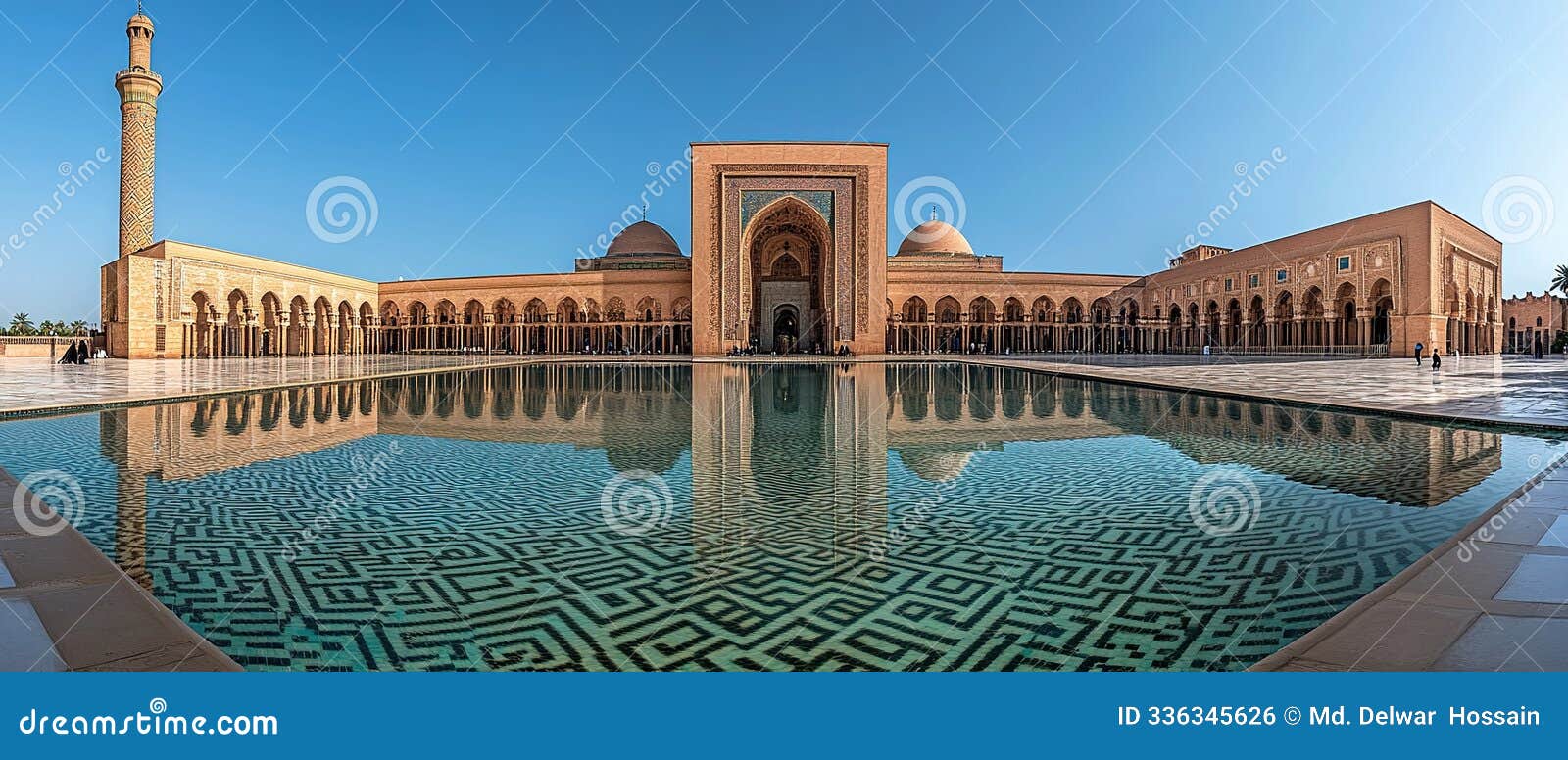 Grand Mosque Courtyard with Reflective Pool Stock Photo - Image of ...