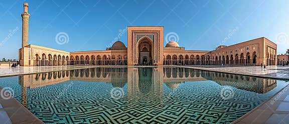 Grand Mosque Courtyard with Reflective Pool Stock Photo - Image of ...