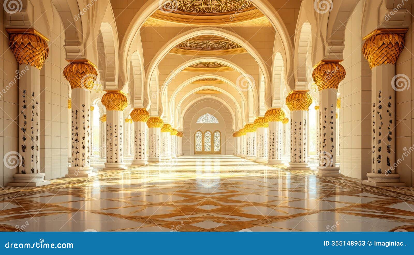Grand Mosque Interior Architectural Design Stock Illustration ...