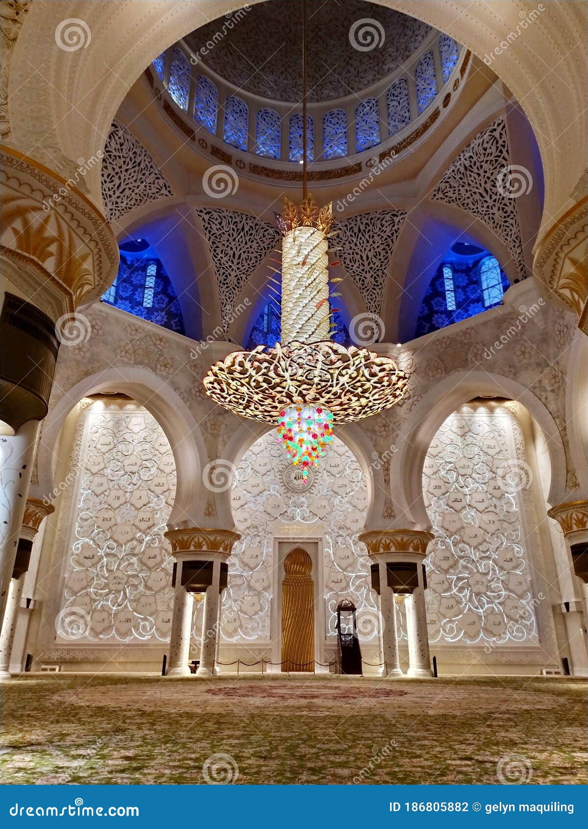 Grand Mosque Light inside stock photo. Image of symmetry - 186805882