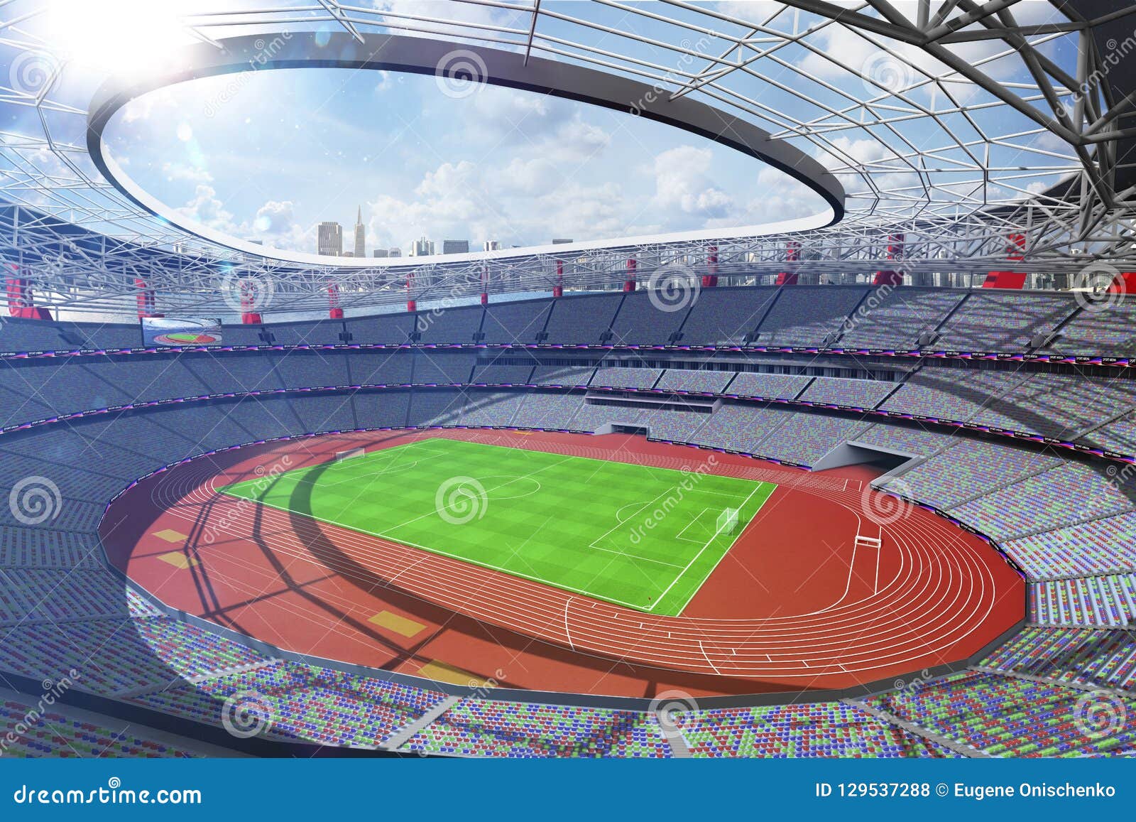 Grand Multisport Arena Sunny Day Background 3d Render Stock Photo ...