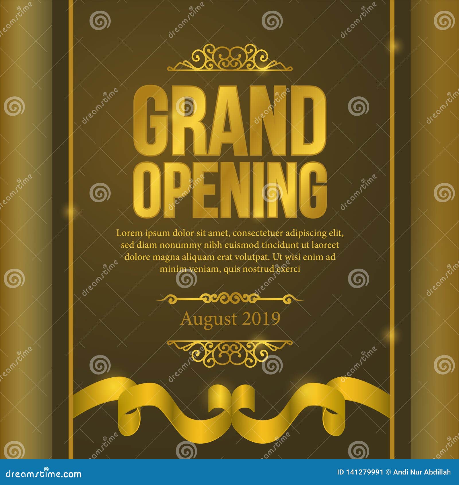 Grand Opening Luxury Party Celebration with Golden Ribbon Stock ...