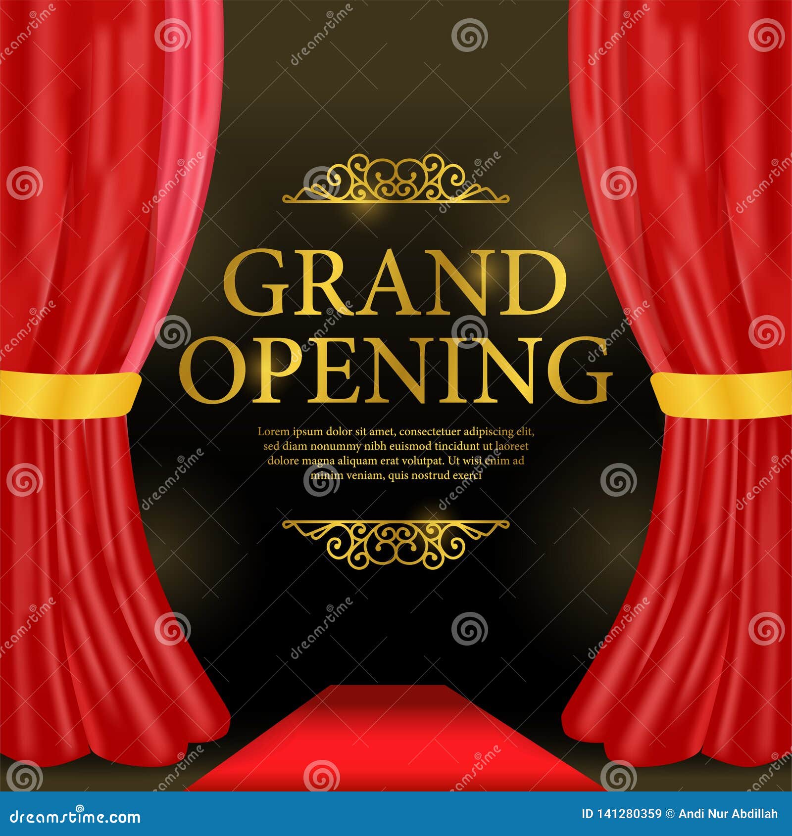 Grand Opening Luxury Party Celebration with Red Curtain and Carpet ...