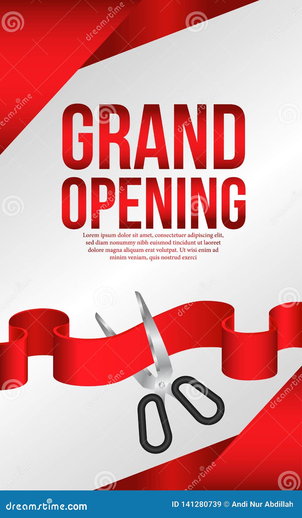 Grand Opening Cutting Red Ribbon Luxury Party Celebration Stock Vector ...