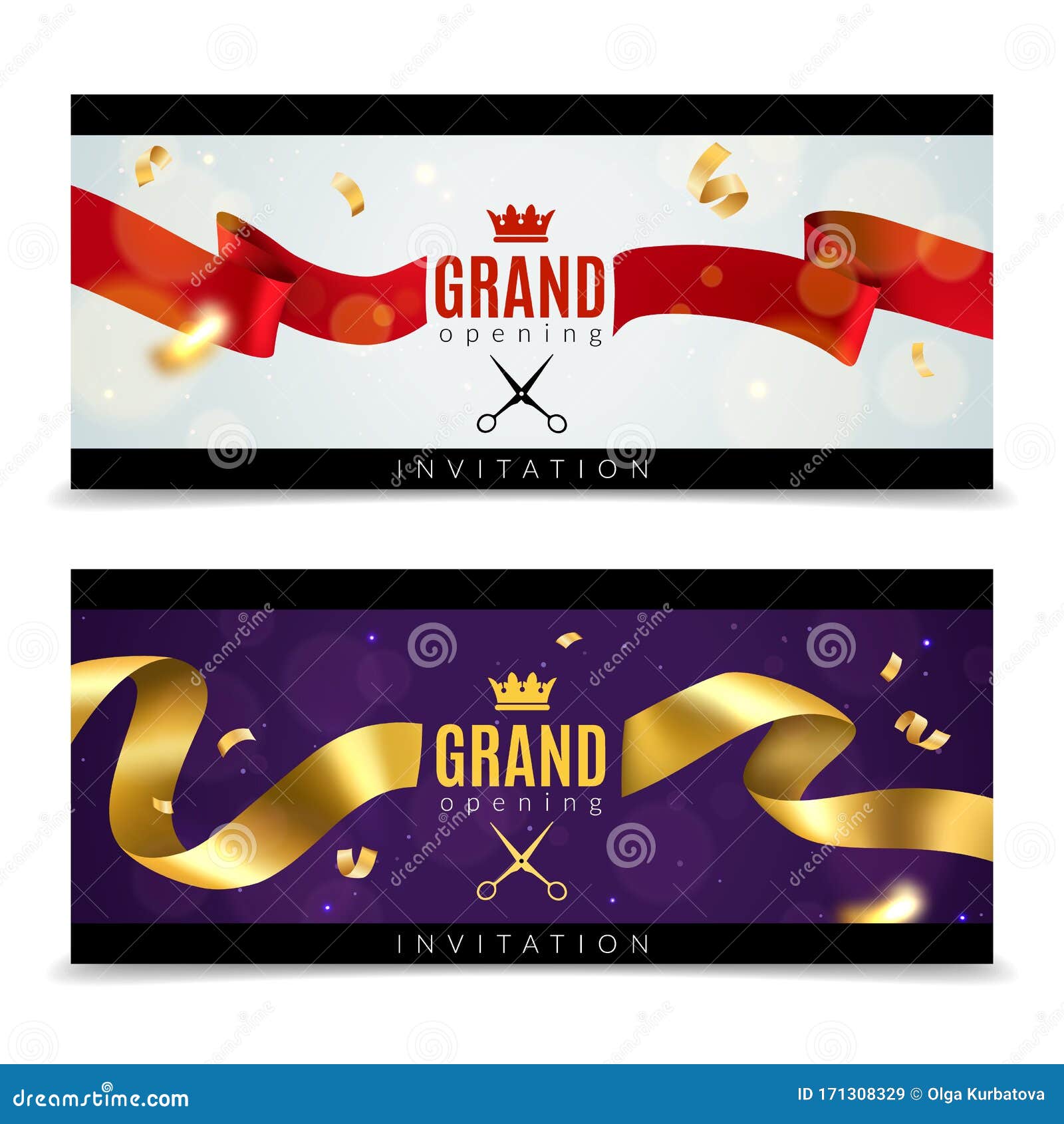 Grand Opening Banners. Luxury Festive Invitation Card with Red and ... Grand Opening Banners. Luxury Festive Invitation Card with Red and ...