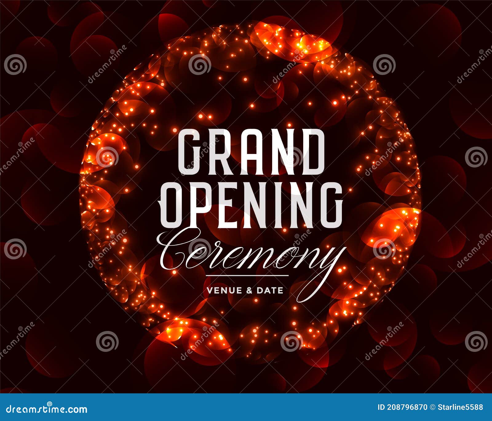 Grand Opening Ceremony Celebration Template Design with Sparkles Stock ...