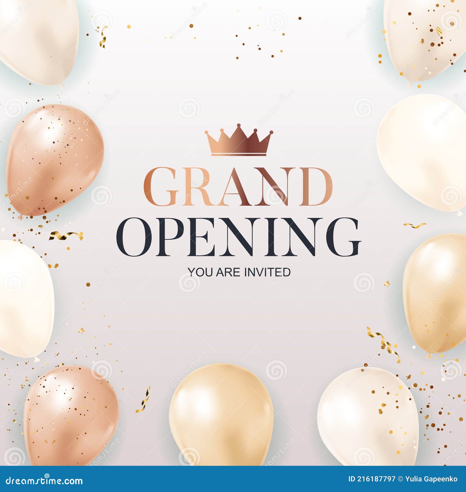 Grand Opening Congratulation Background Card with Balloons. Vector ...