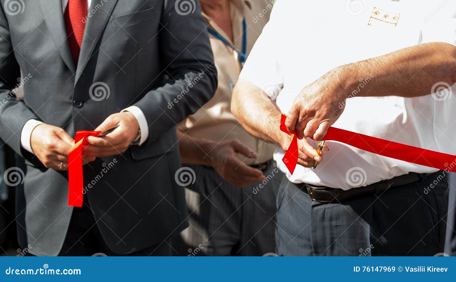 Grand Opening, Cutting Red Ribbon. Stock Image - Image of formal ...