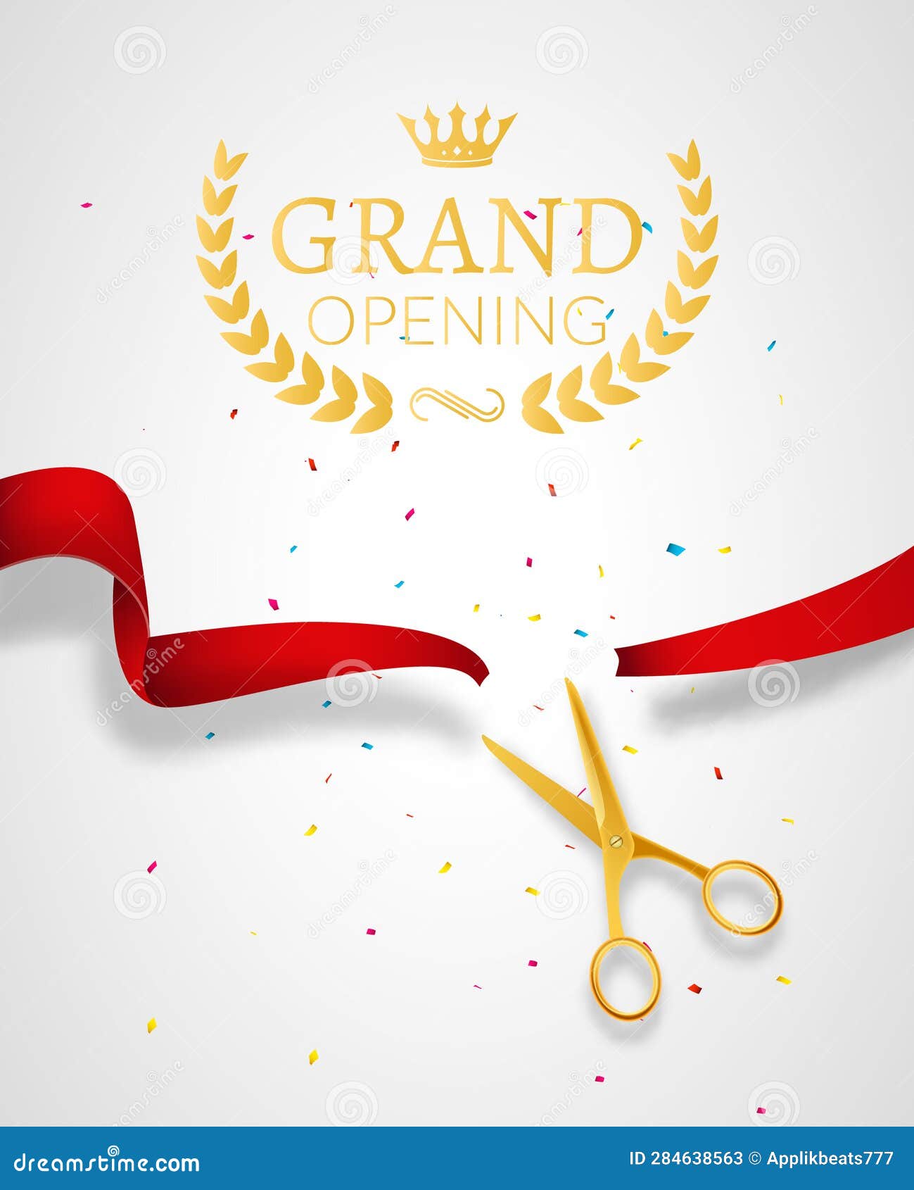 Grand Opening Design Template with Ribbon and Scissors. Grand Open ...