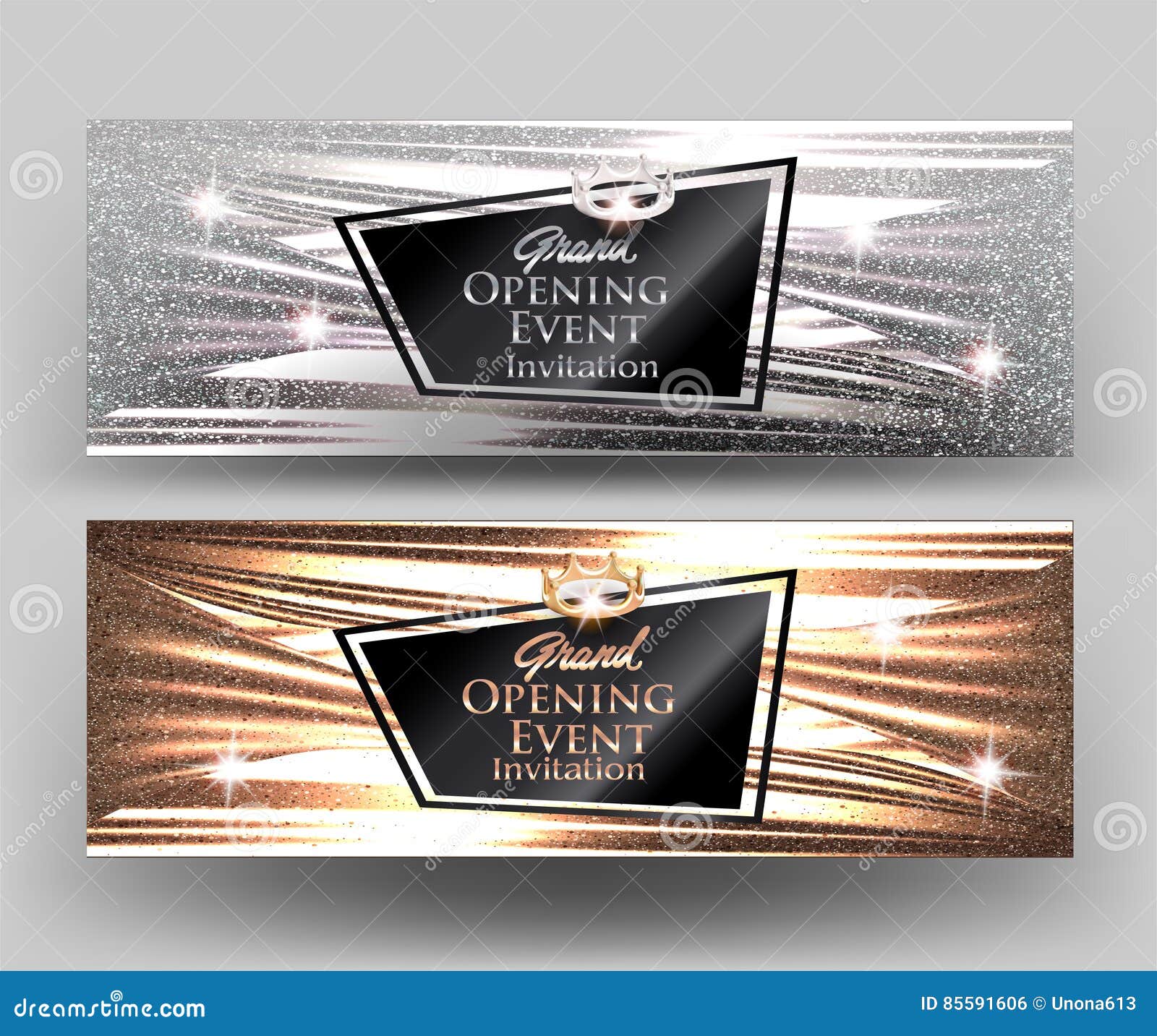 Grand Opening Elegant Cards with Sparkling Fabric Texture. Stock Vector ...