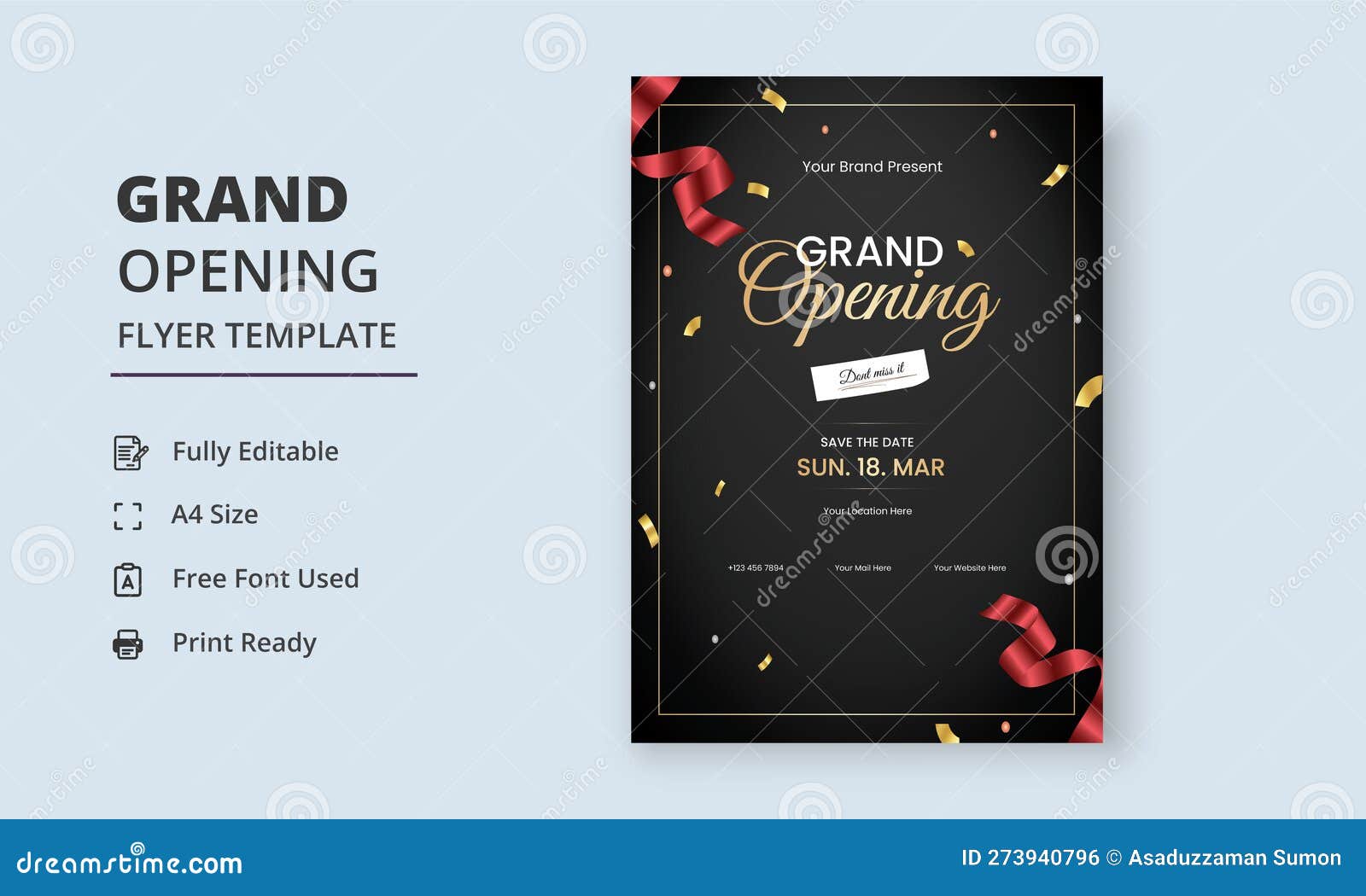 Grand Opening Flyer Template, Realistic Grand Opening Invitation ...