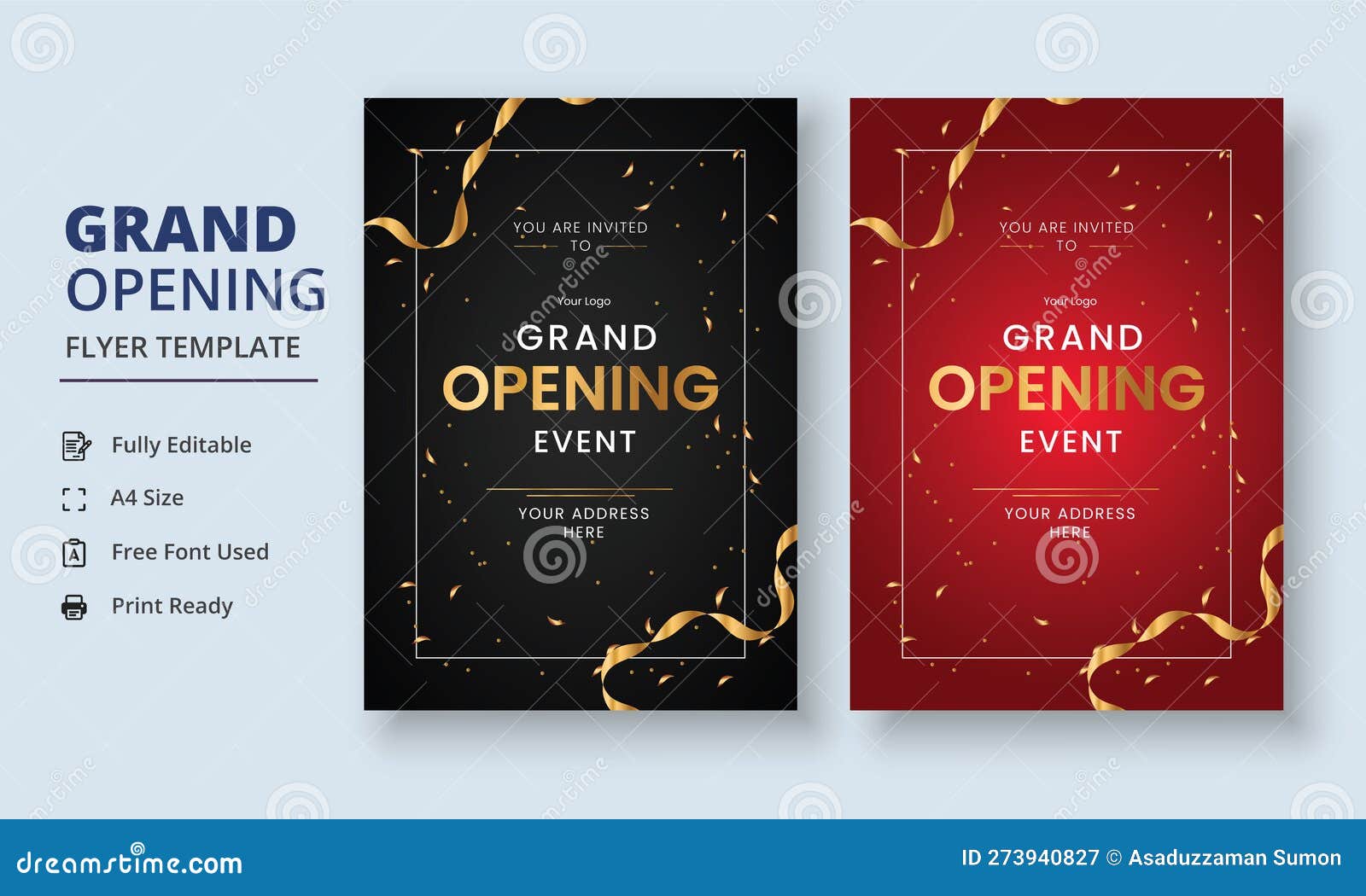 Grand Opening Flyer Template, Realistic Grand Opening Invitation ...