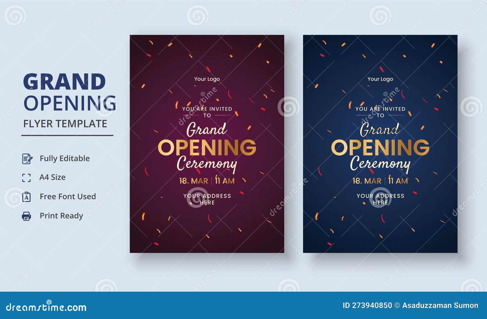Grand Opening Flyer Template, Realistic Grand Opening Invitation ...